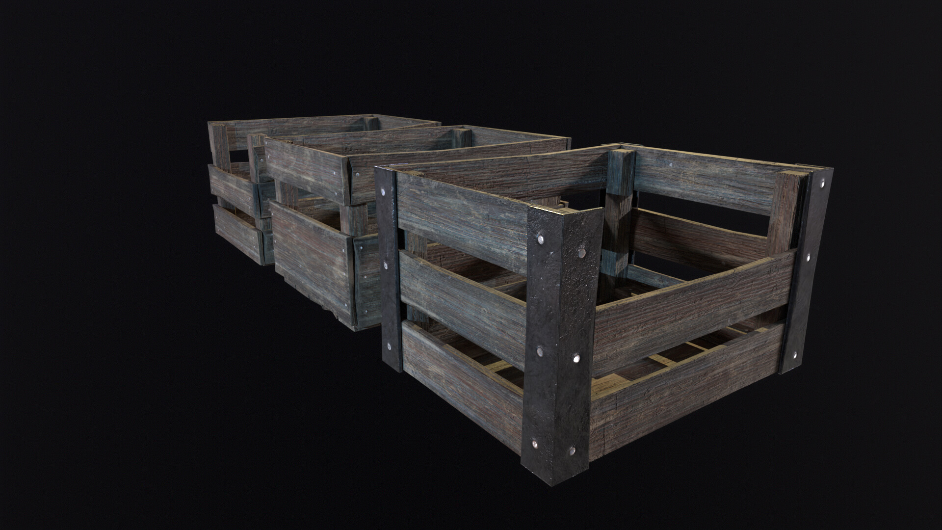 Old Used Medieval Crates - 3D Model by clockworkcreations