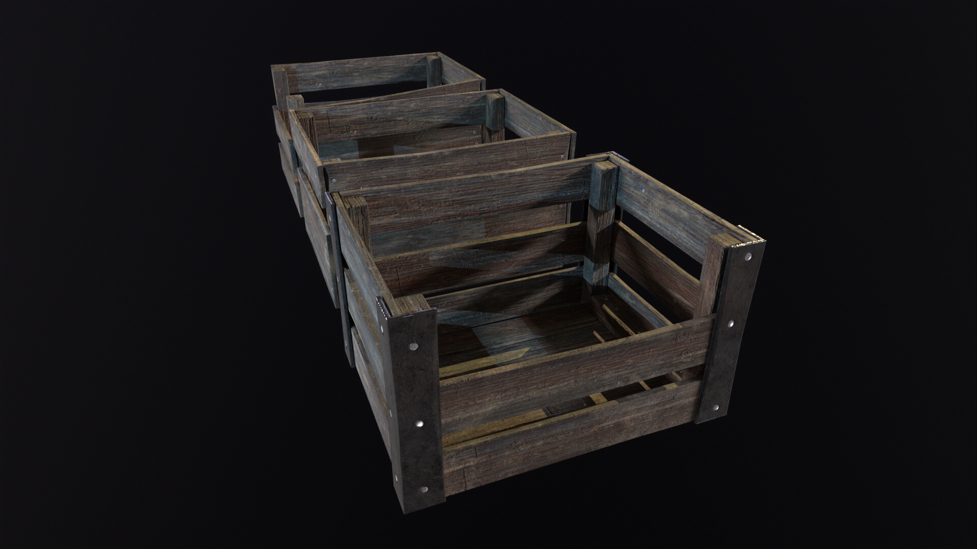 Old Used Medieval Crates - 3D Model by clockworkcreations