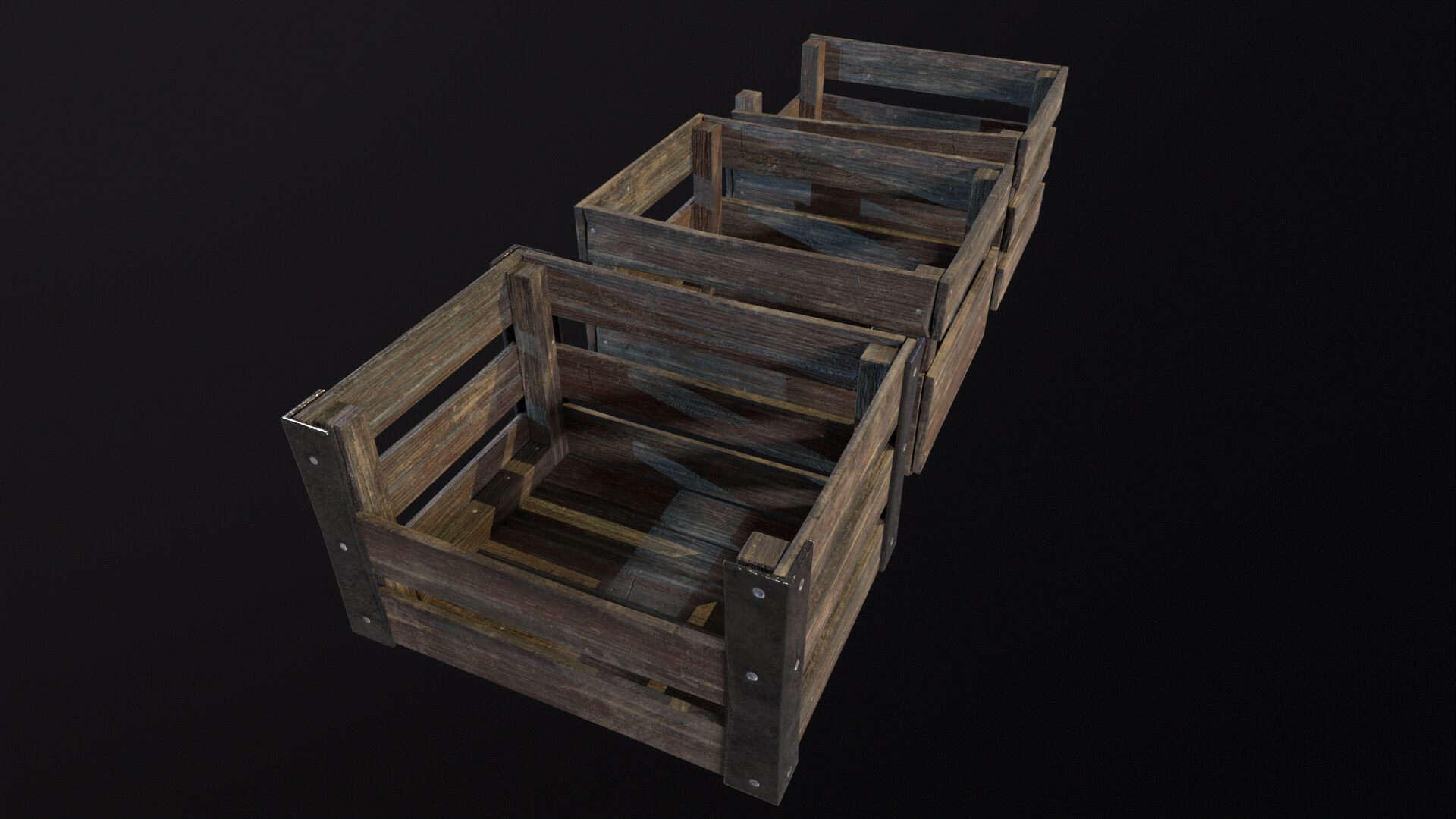 Old Used Medieval Crates - 3D Model by clockworkcreations