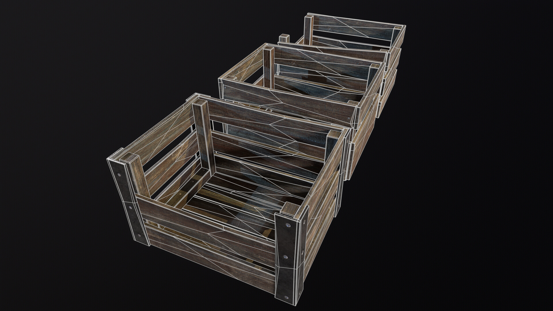 Old Used Medieval Crates - 3D Model by clockworkcreations