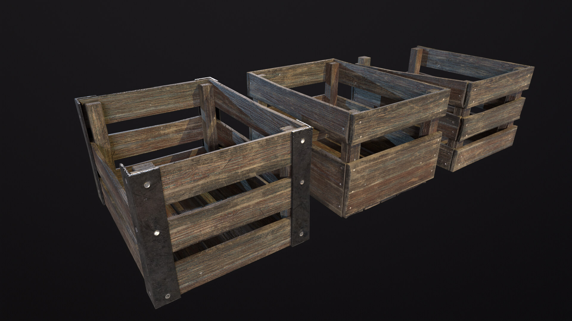 Old Used Medieval Crates - 3D Model by clockworkcreations