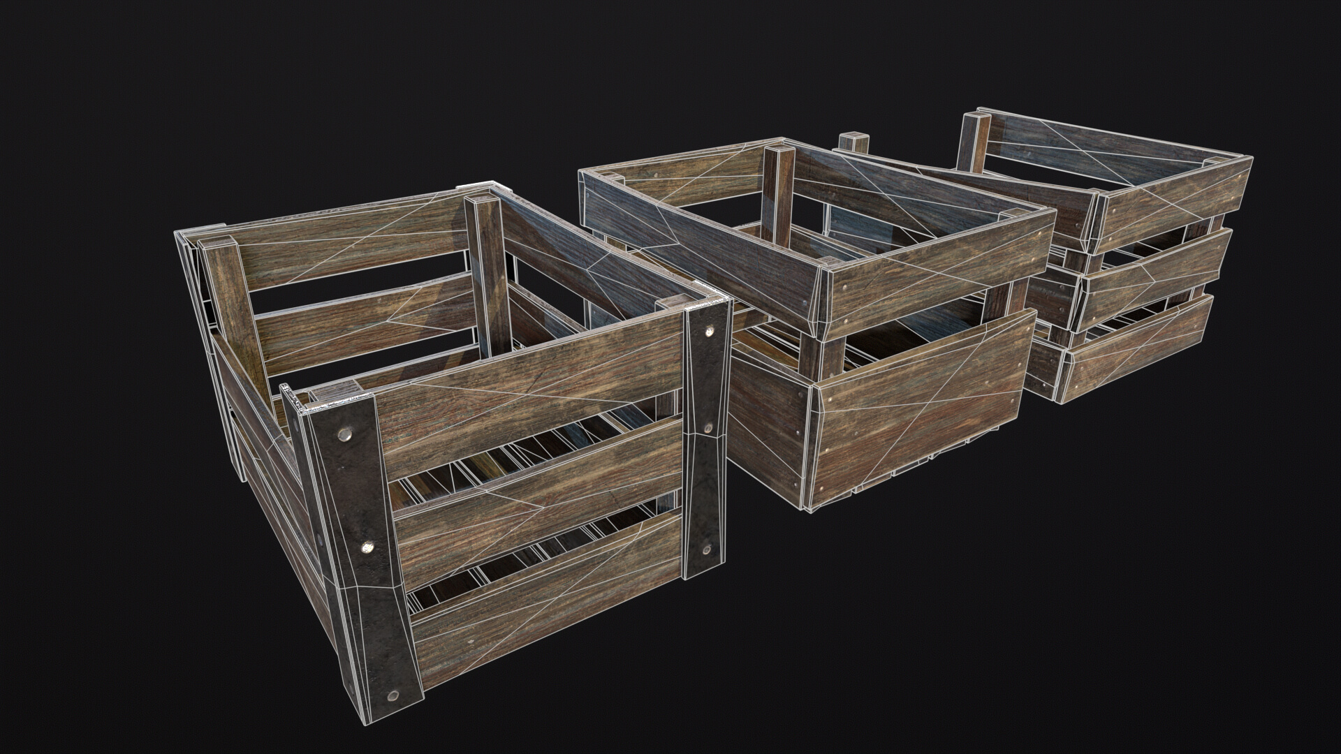 Old Used Medieval Crates - 3D Model by clockworkcreations
