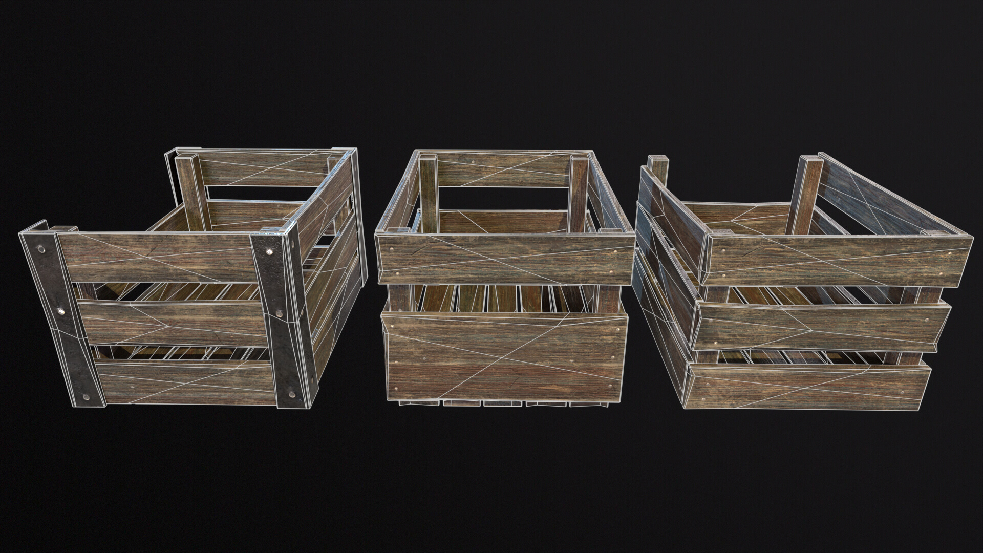 Old Used Medieval Crates - 3D Model by clockworkcreations