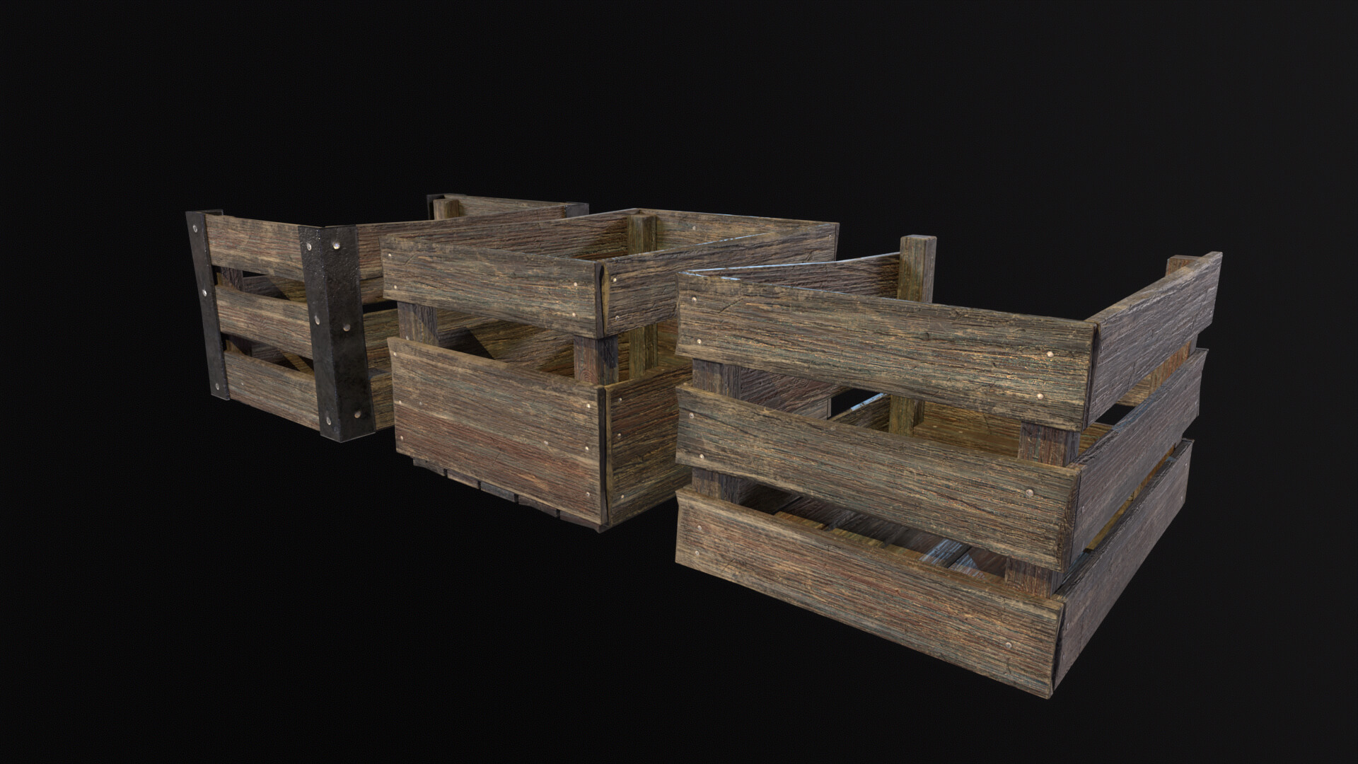 Old Used Medieval Crates - 3D Model by clockworkcreations