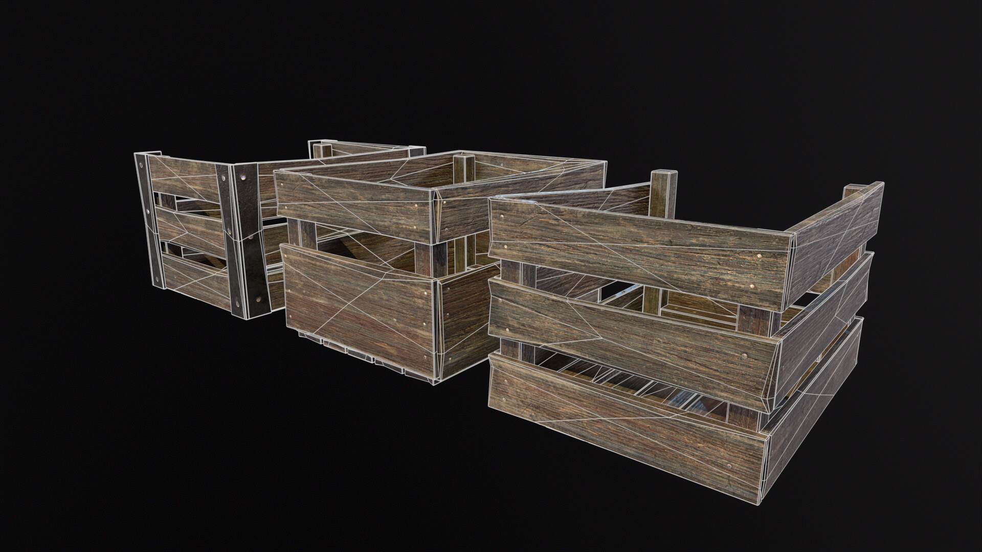 Old Used Medieval Crates - 3D Model by clockworkcreations