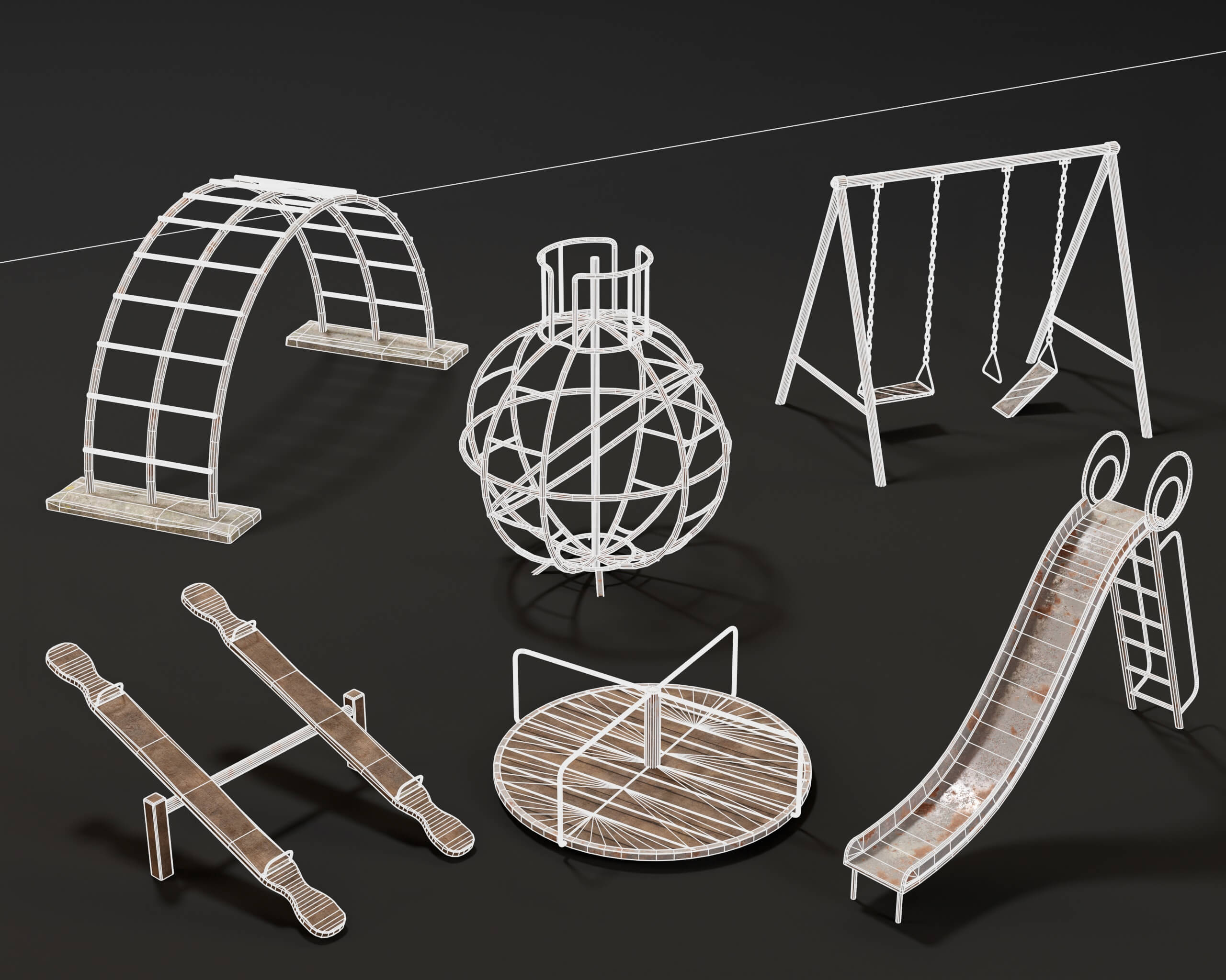 Playground Jungle Gym Set - 2 Variations 3D Model by clockworkcreations