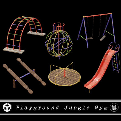 Playground Jungle Gym Set - 2 Variations 3D Model by clockworkcreations