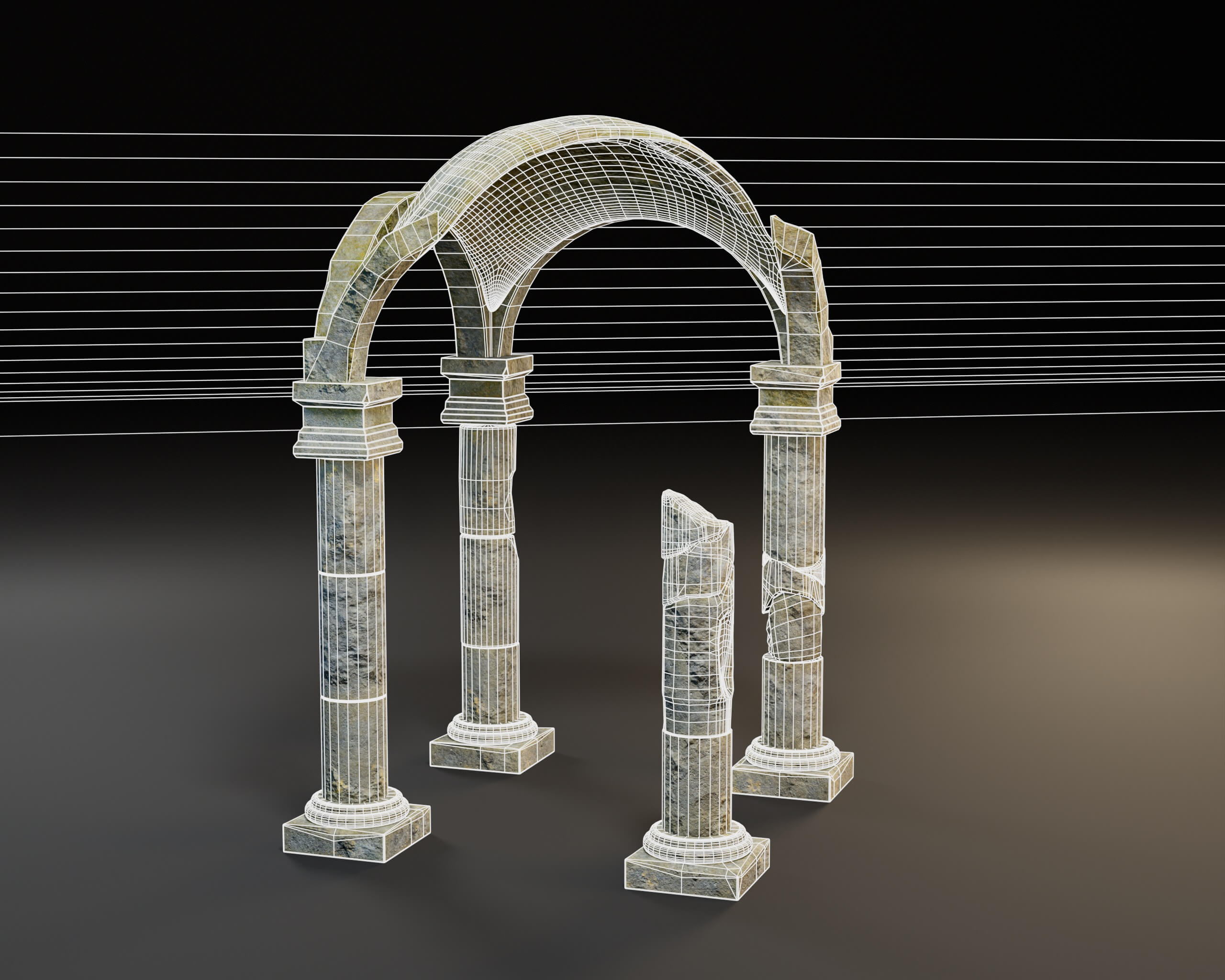 Ruined Stone Sanctuary Shrine - 3D Model by clockworkcreations