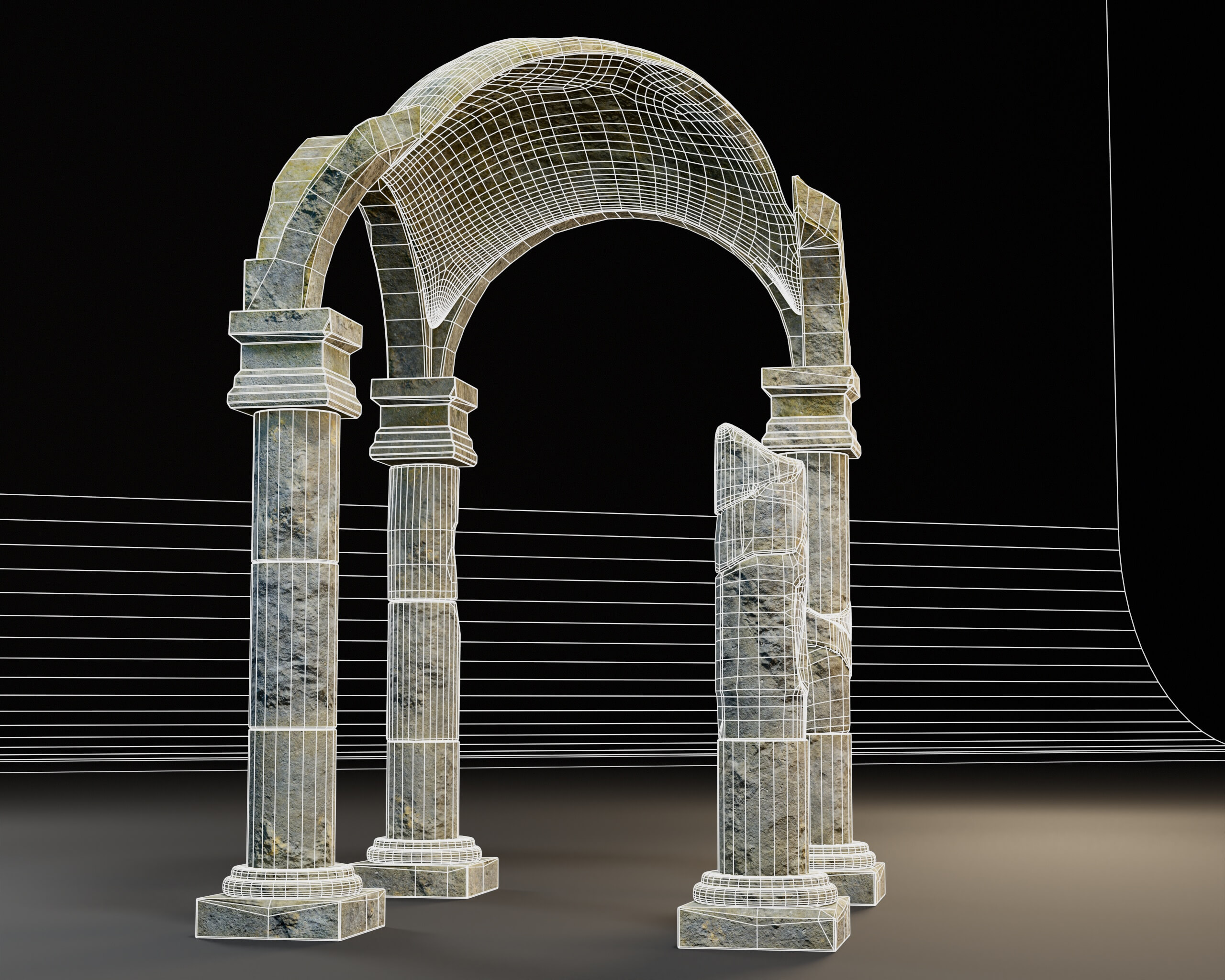 Ruined Stone Sanctuary Shrine - 3D Model by clockworkcreations