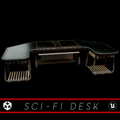 Sci-Fi Metal Desk 3D Model by clockworkcreations