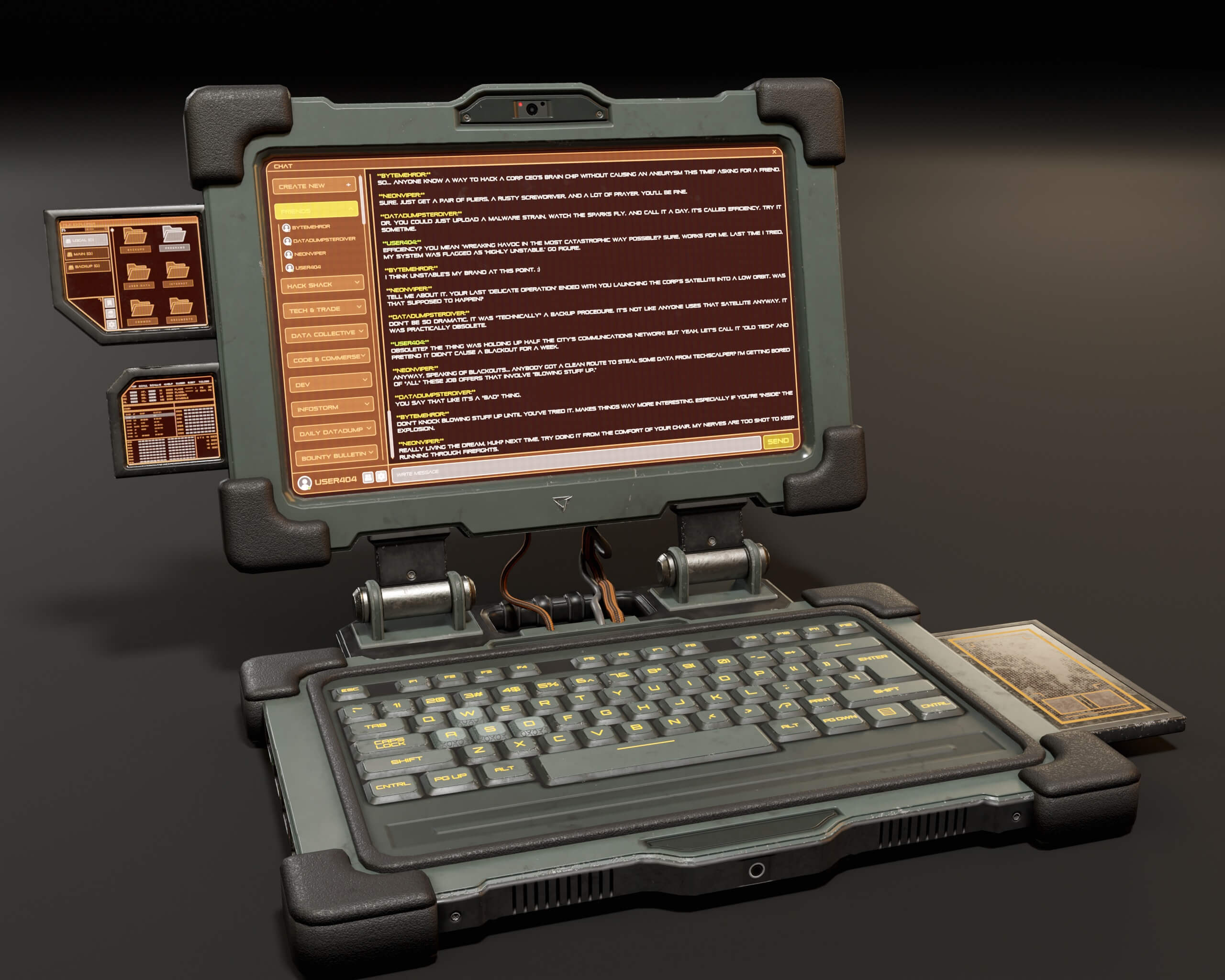 Sci-Fi Military Grade Laptop 3D Model by clockworkcreations