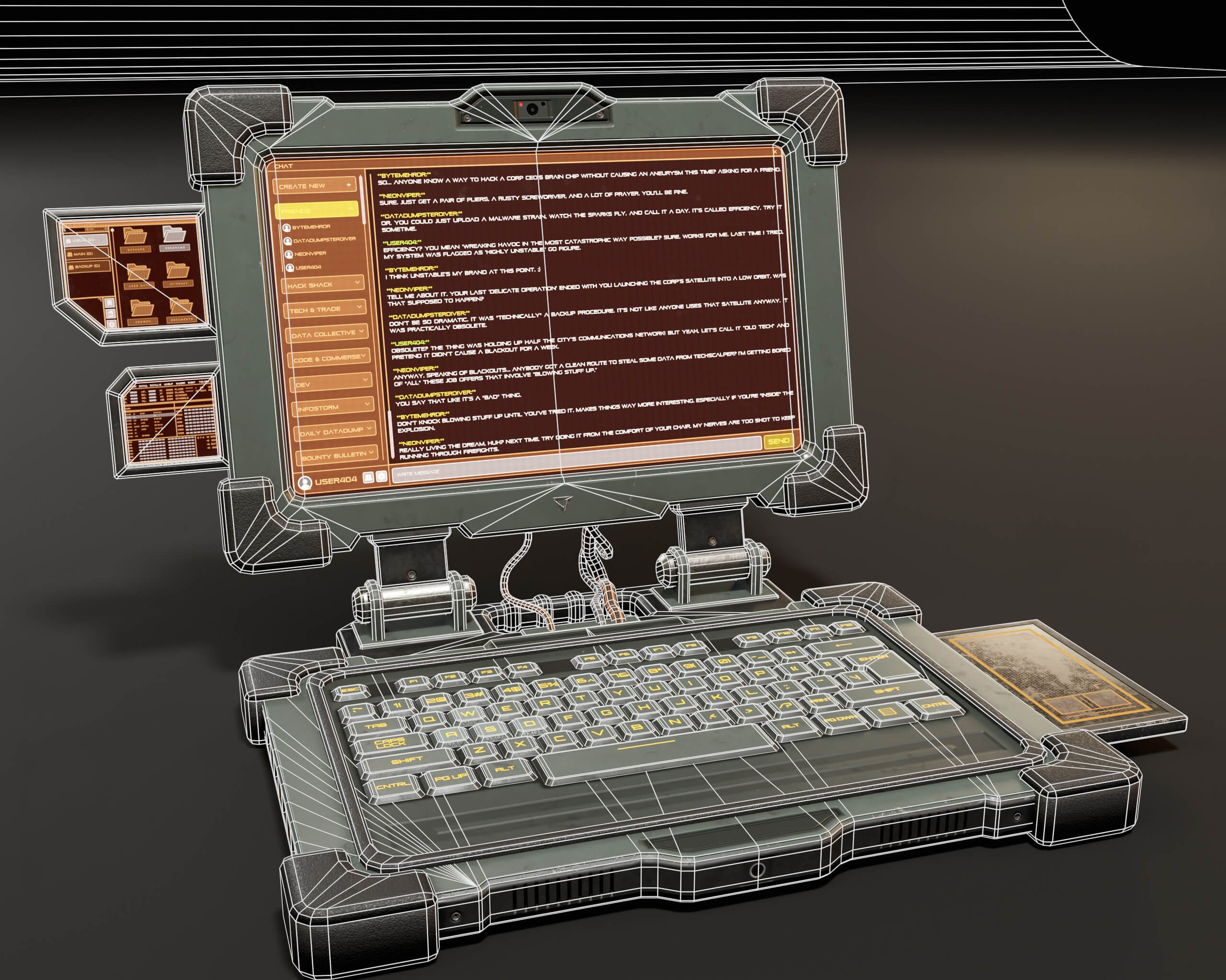 Sci-Fi Military Grade Laptop 3D Model by clockworkcreations