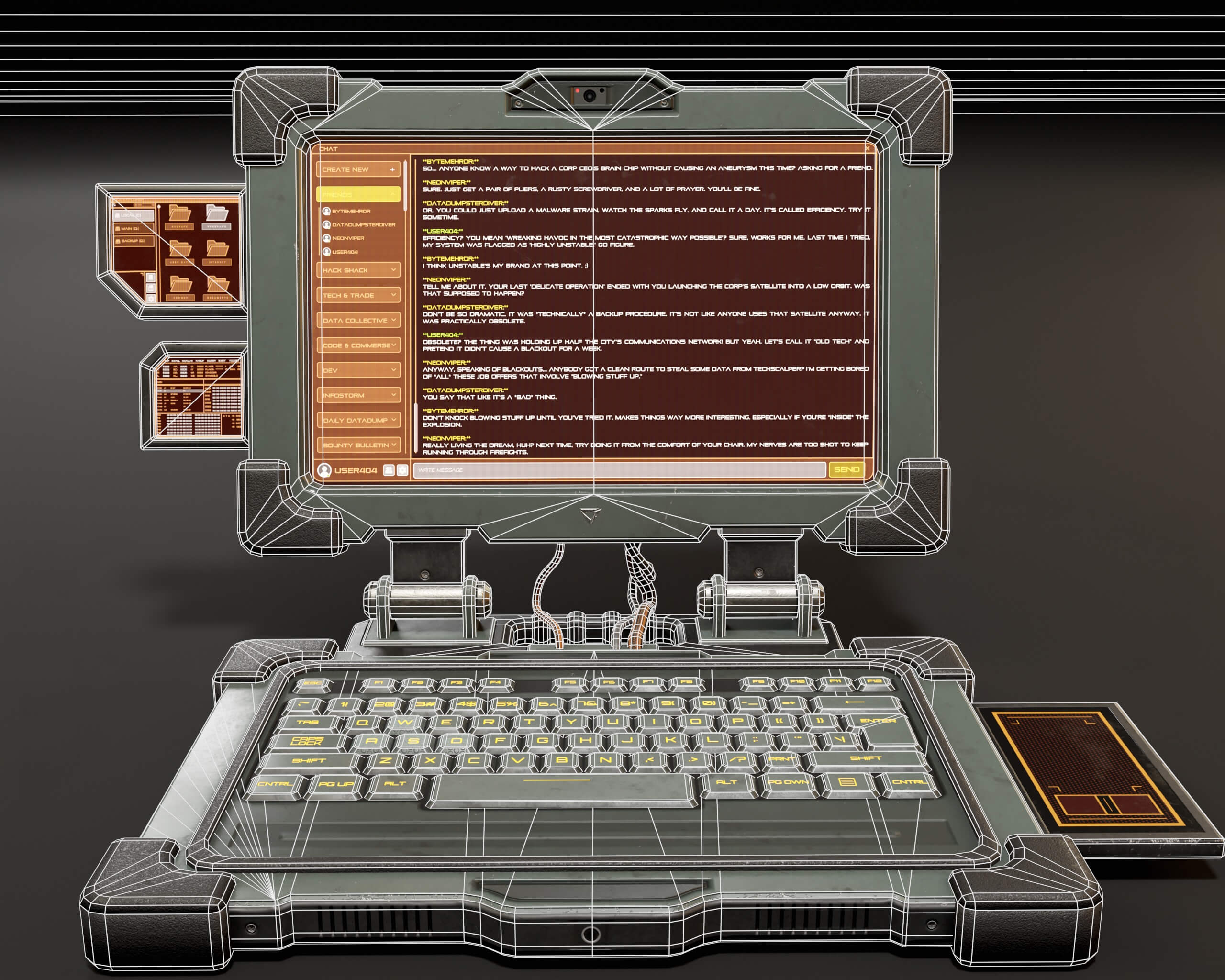 Sci-Fi Military Grade Laptop 3D Model by clockworkcreations