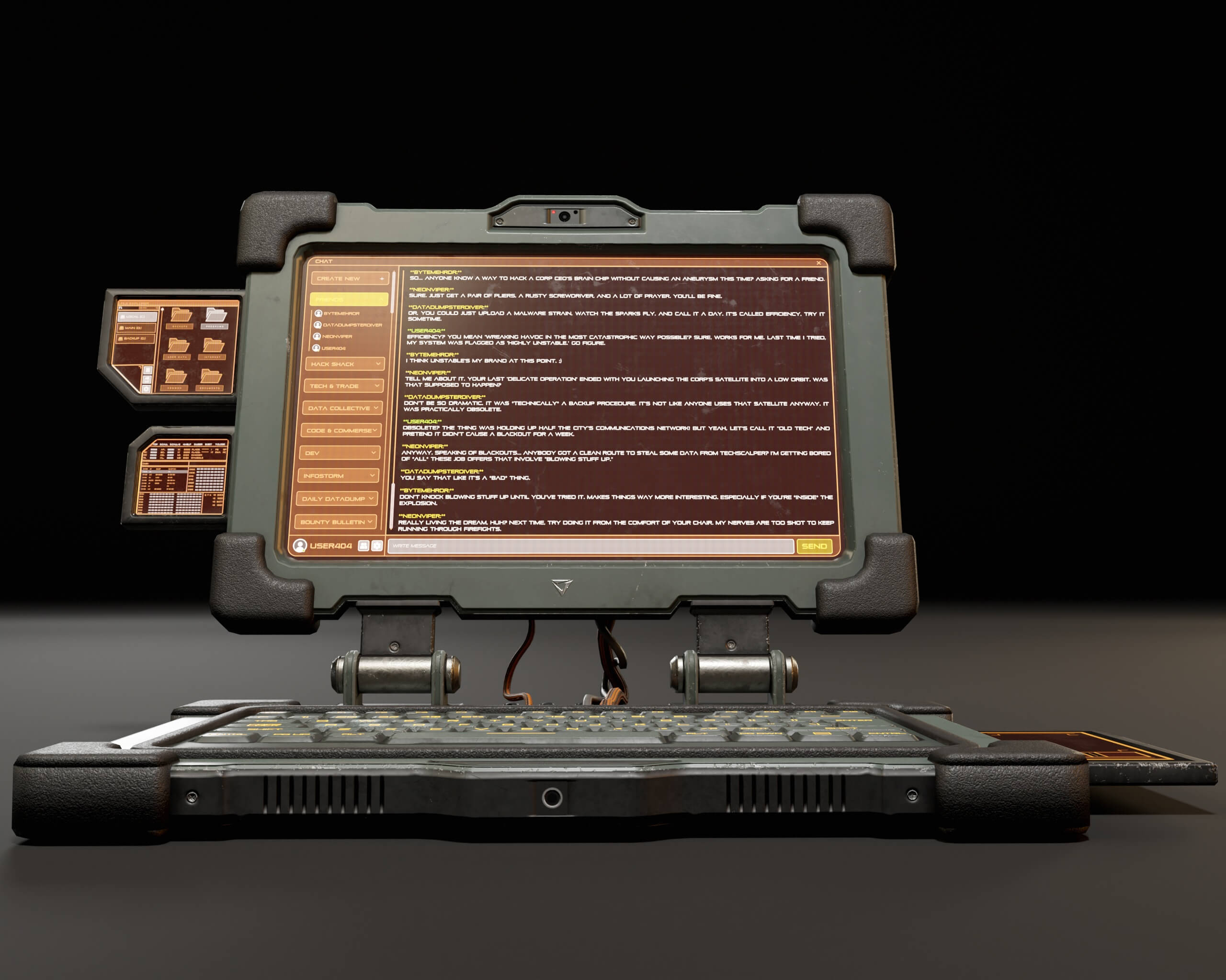 Sci-Fi Military Grade Laptop 3D Model by clockworkcreations