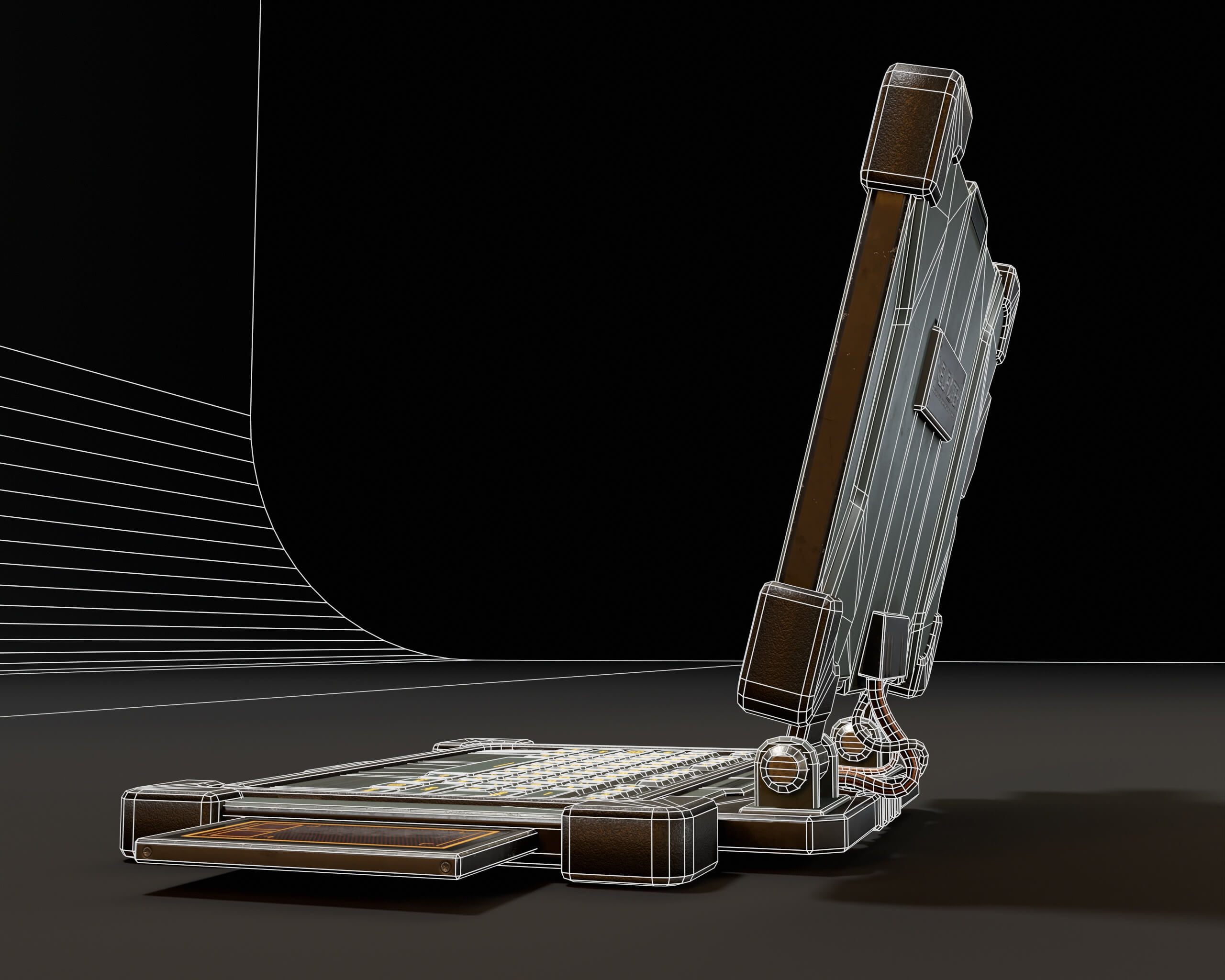 Sci-Fi Military Grade Laptop 3D Model by clockworkcreations