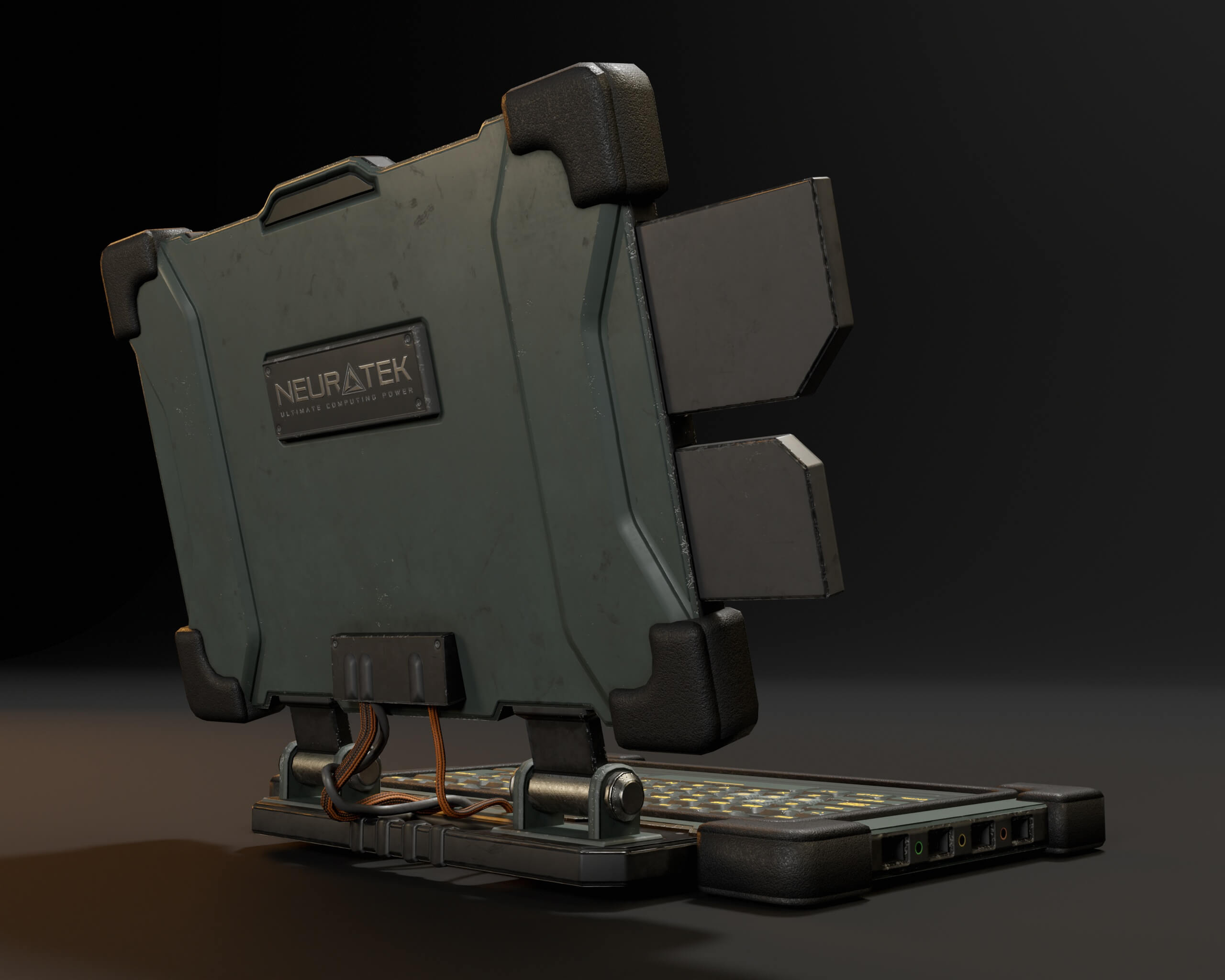 Sci-Fi Military Grade Laptop 3D Model by clockworkcreations