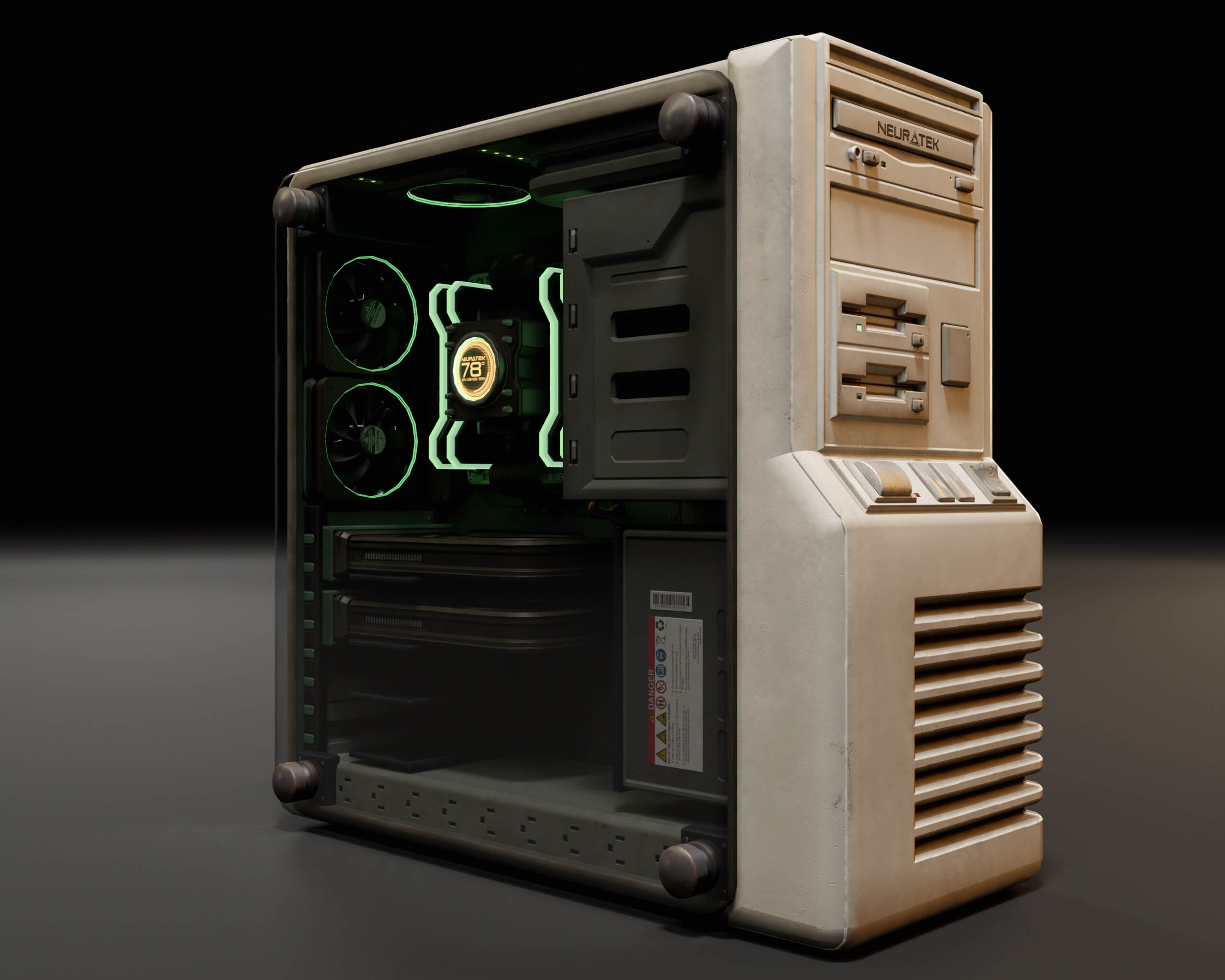 Sci-Fi Retro PC Tower 3D Model by clockworkcreations
