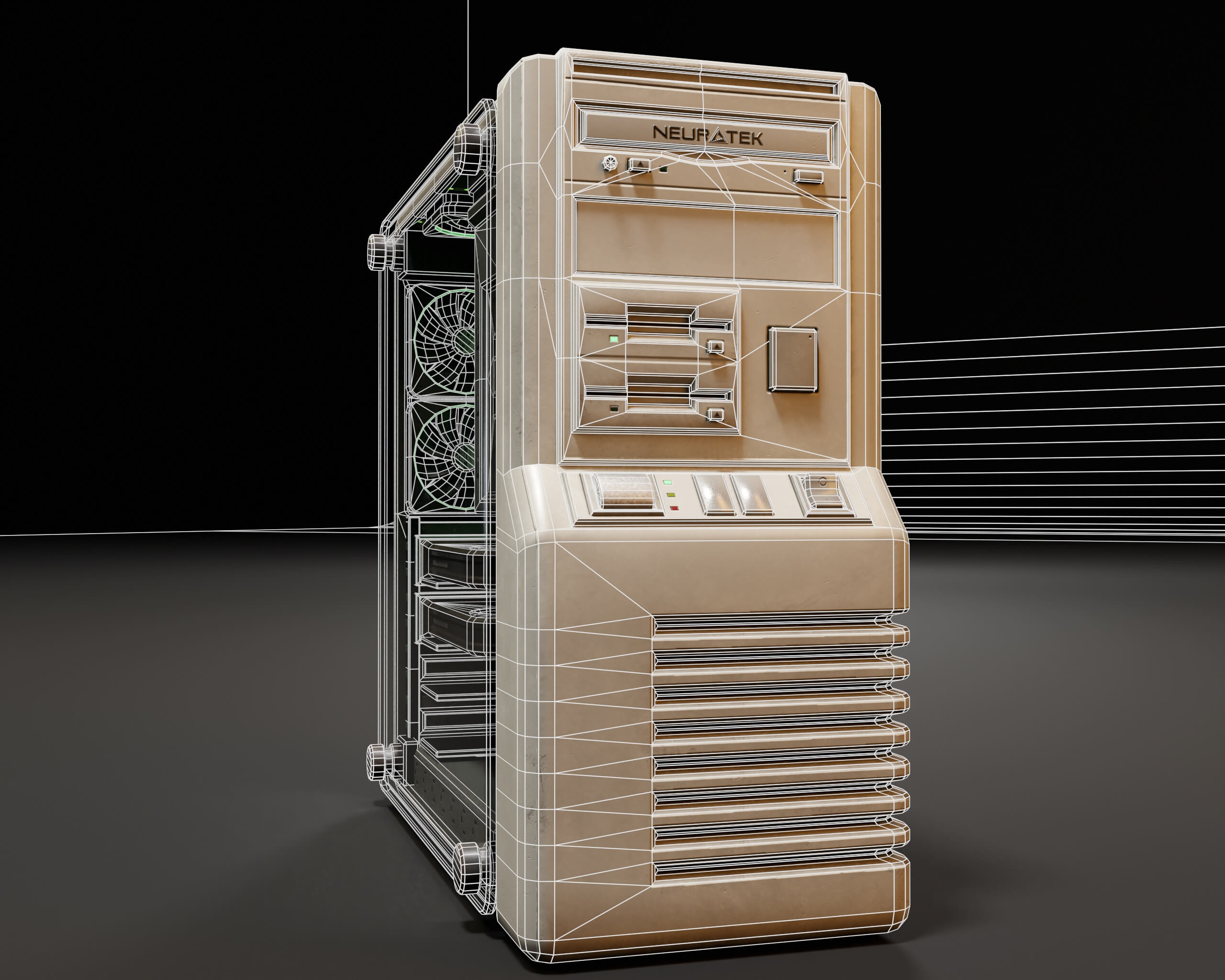 Sci-Fi Retro PC Tower 3D Model by clockworkcreations