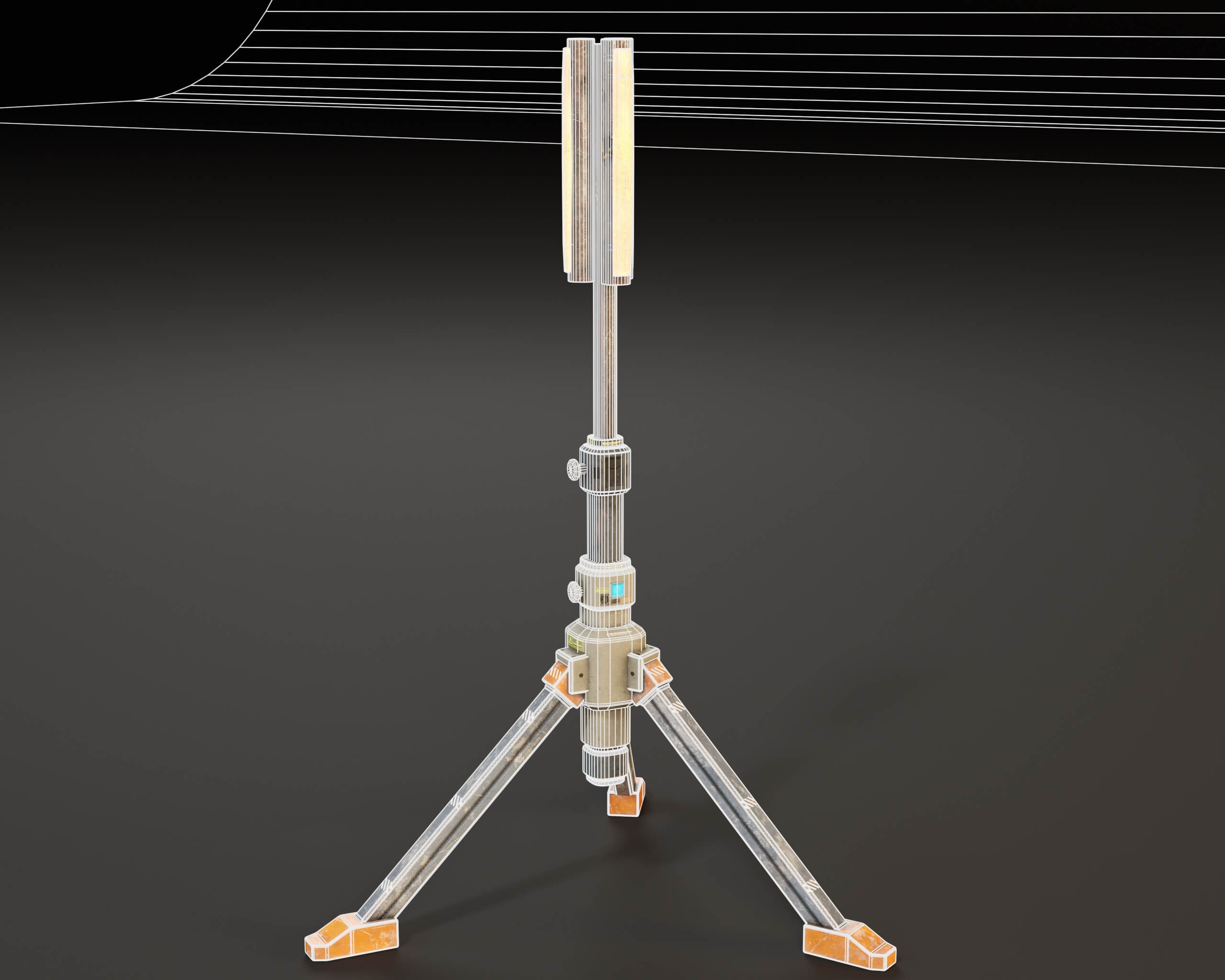 Sci-Fi Tripod Light Set 3D Model by clockworkcreations