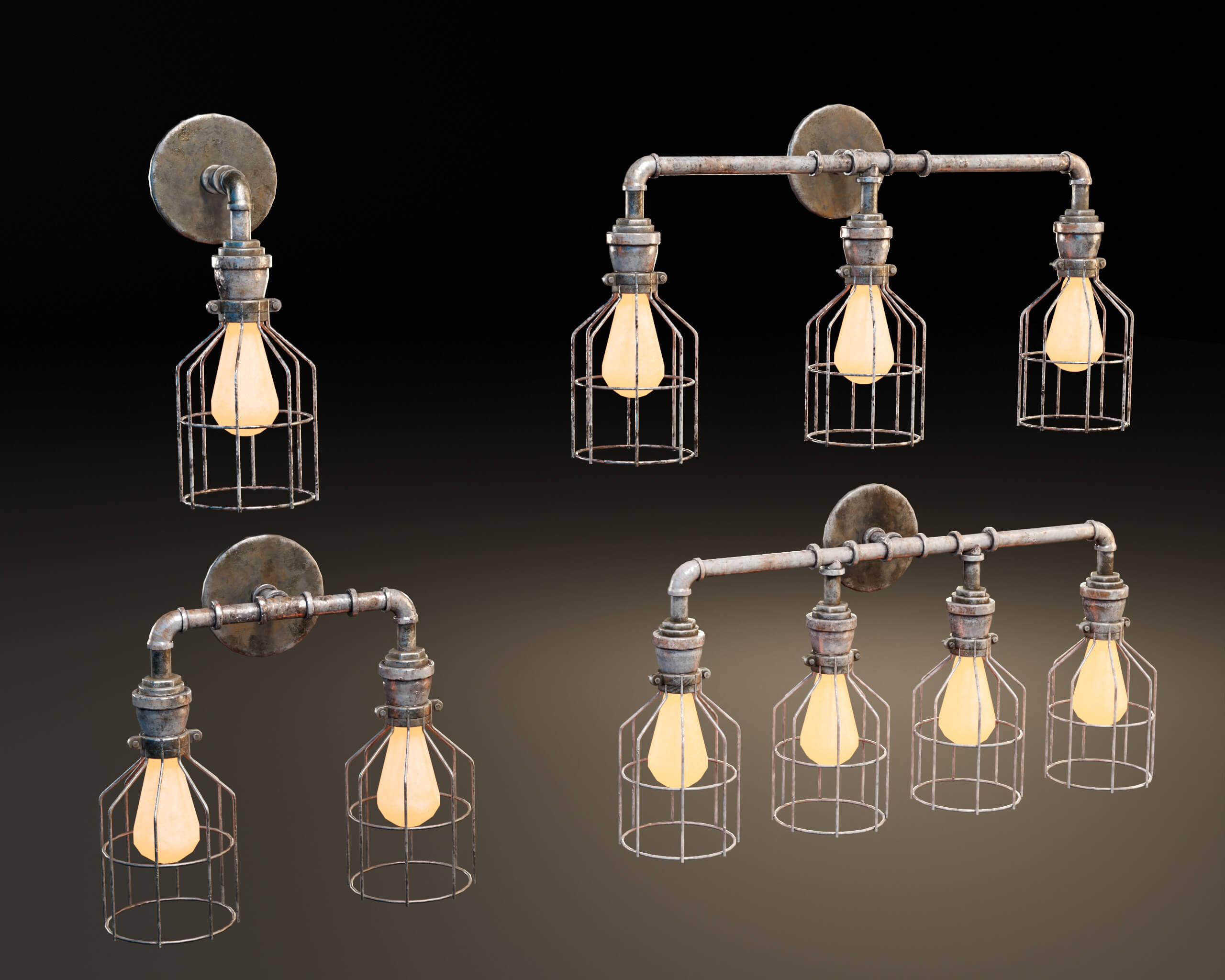 Sci-Fi Utility Light Wall Mount Set 3D Model by clockworkcreations