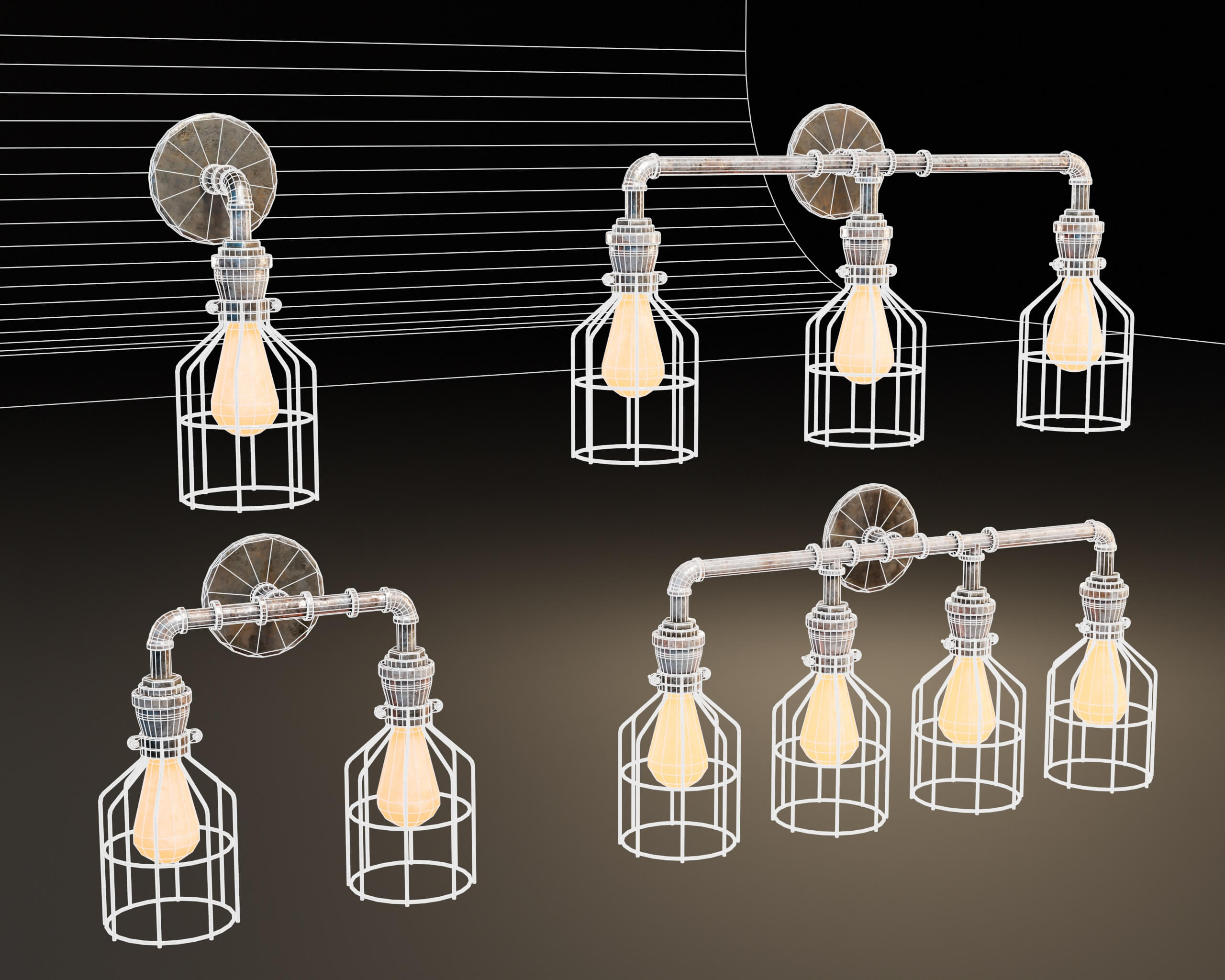 Sci-Fi Utility Light Wall Mount Set 3D Model by clockworkcreations