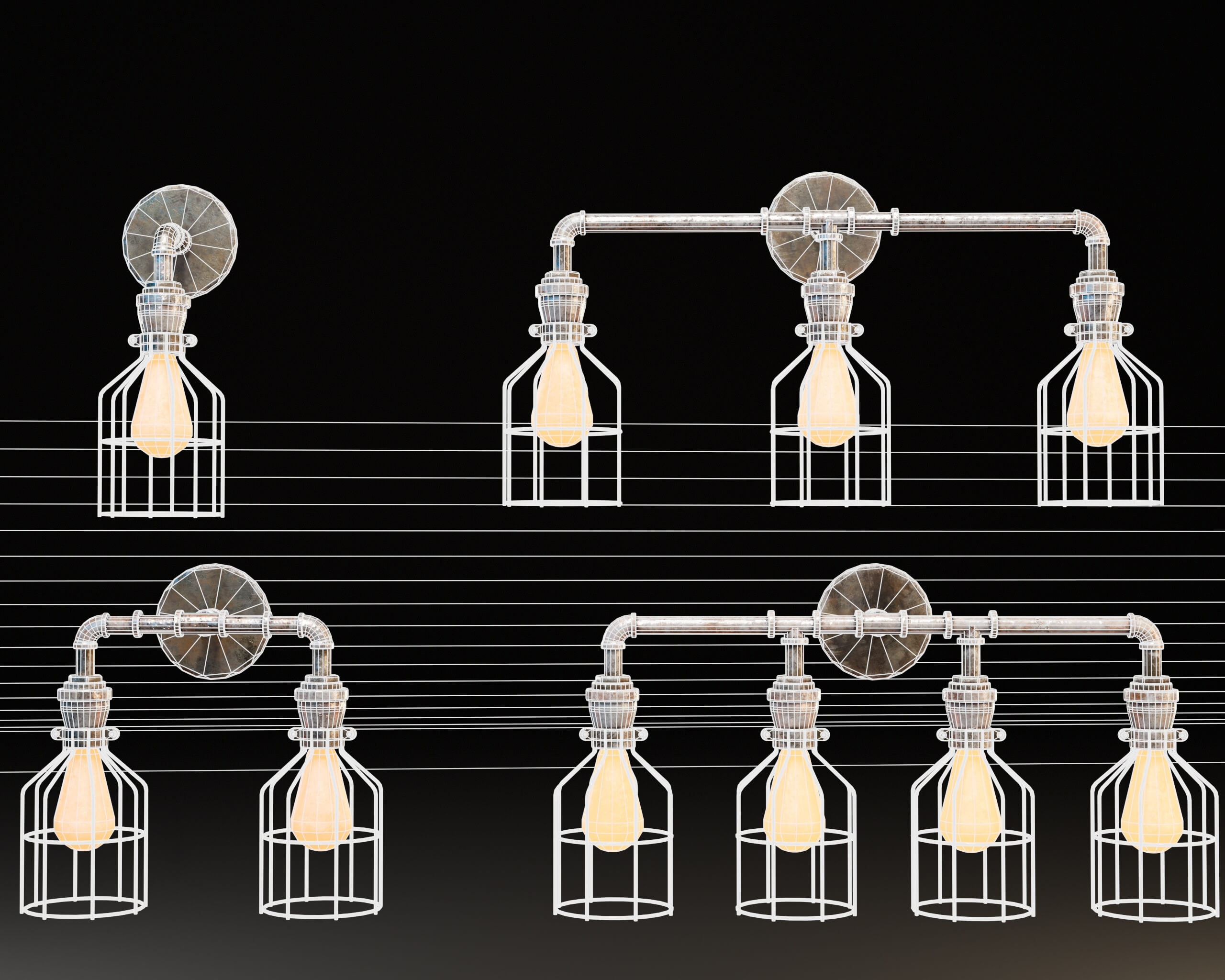 Sci-Fi Utility Light Wall Mount Set 3D Model by clockworkcreations