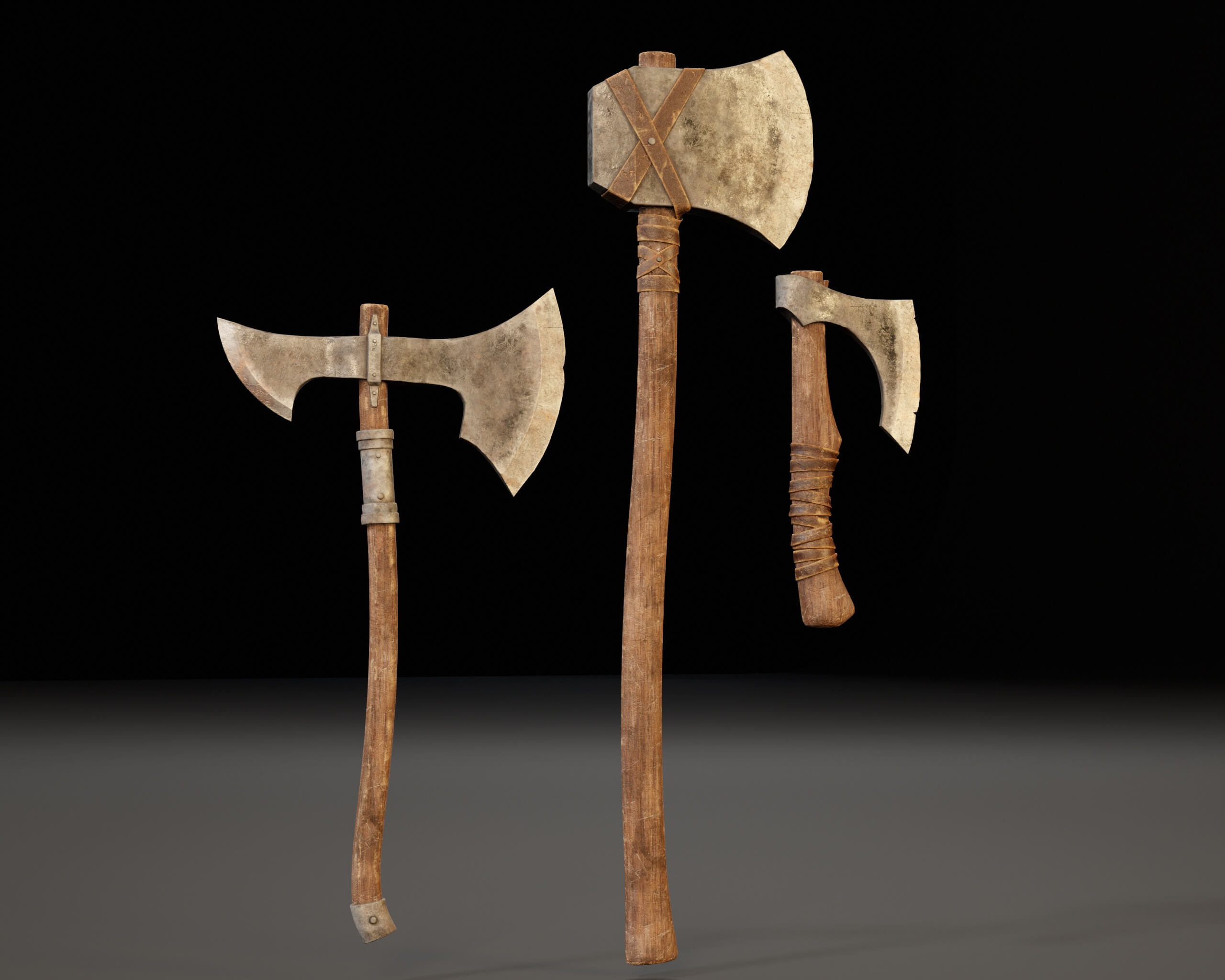 Sharp Viking Axe Set - 3D Model by clockworkcreations