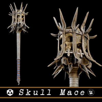 Medieval Skull Mace - 3D Model by clockworkcreations