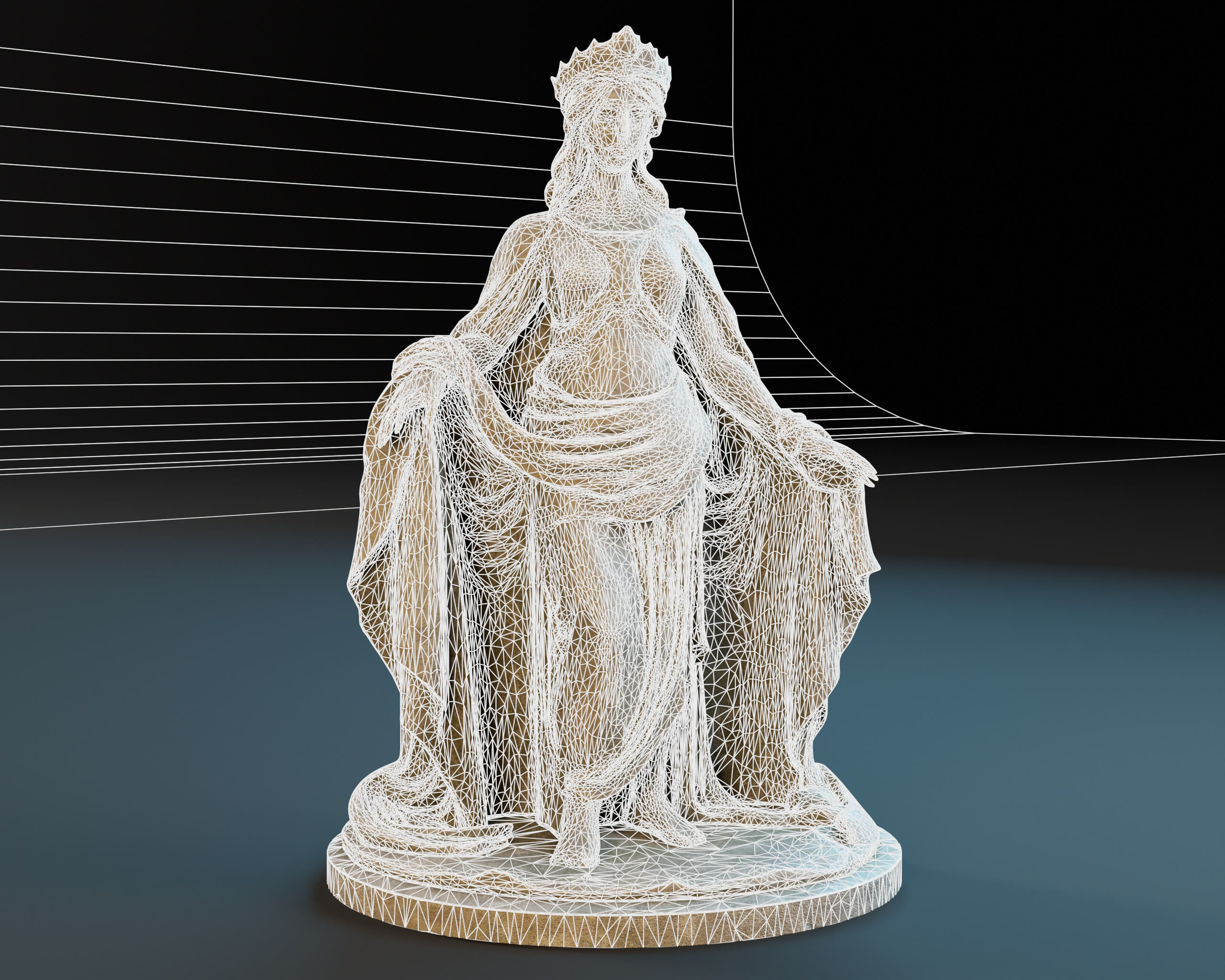Stone Goddess Statue - 3D Model by clockworkcreations