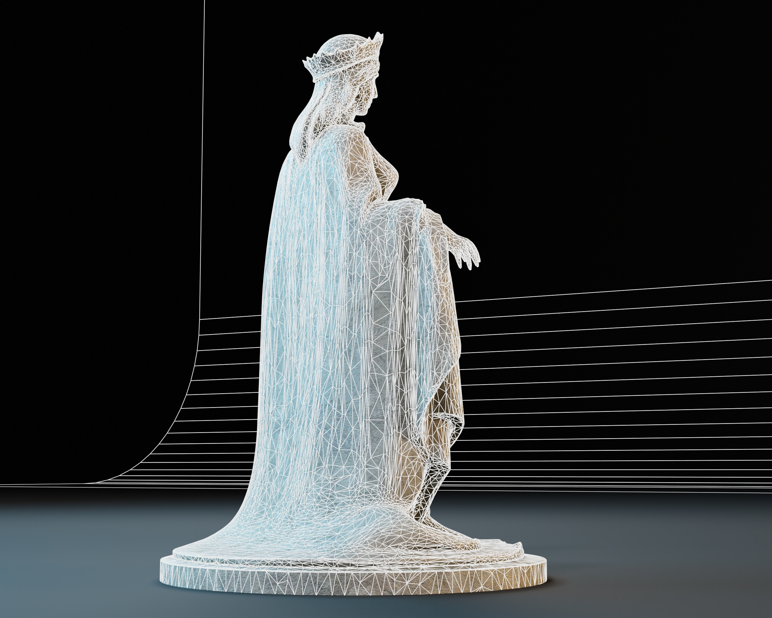 Stone Goddess Statue - 3D Model by clockworkcreations
