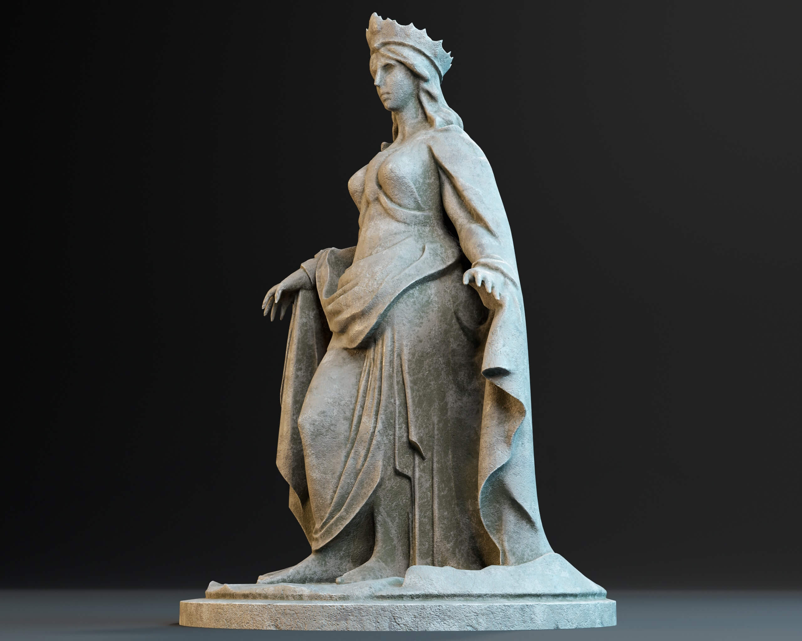 Stone Goddess Statue - 3D Model by clockworkcreations
