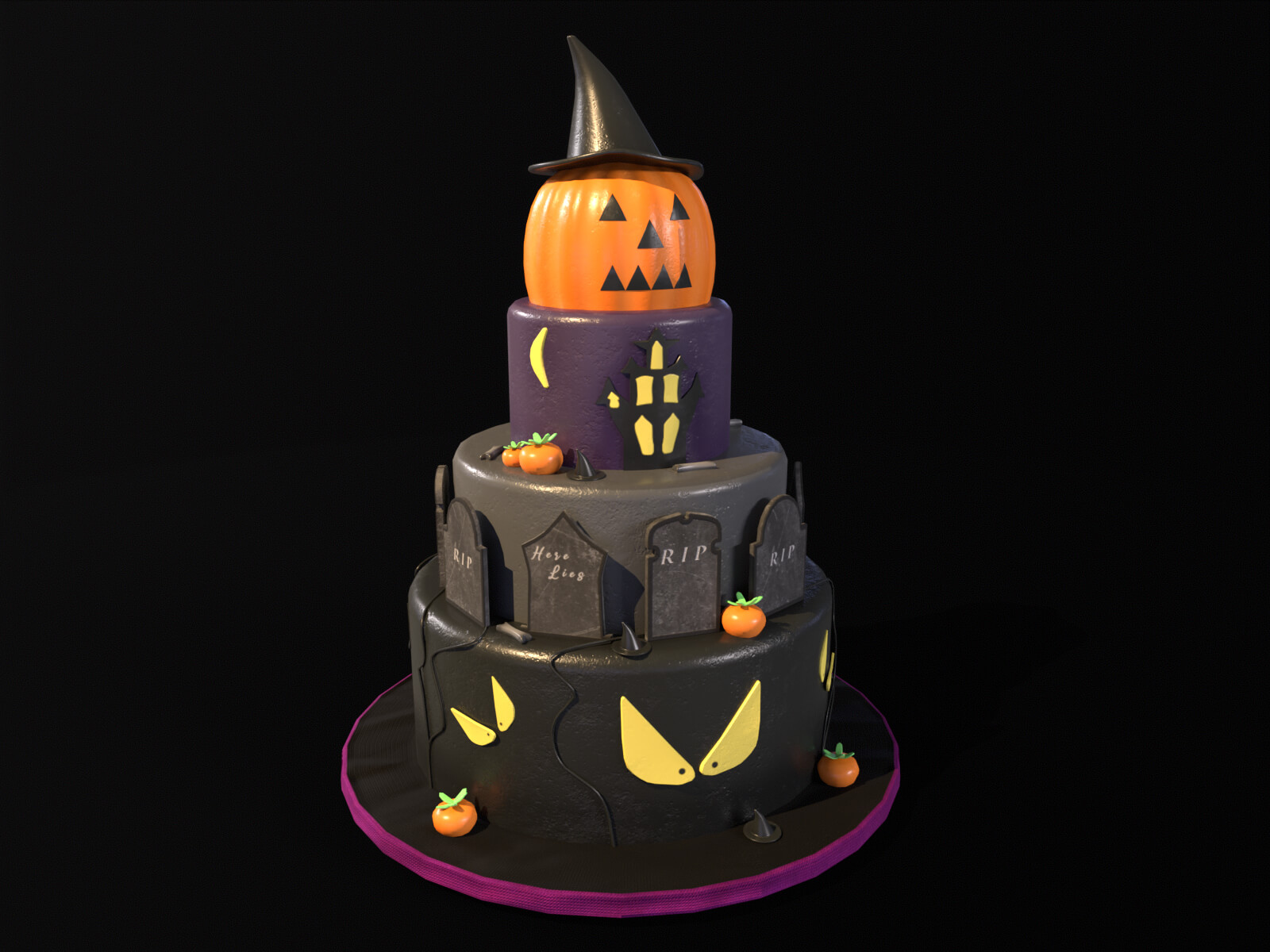 Three Level Halloween Cake - 3D Model by clockworkcreations