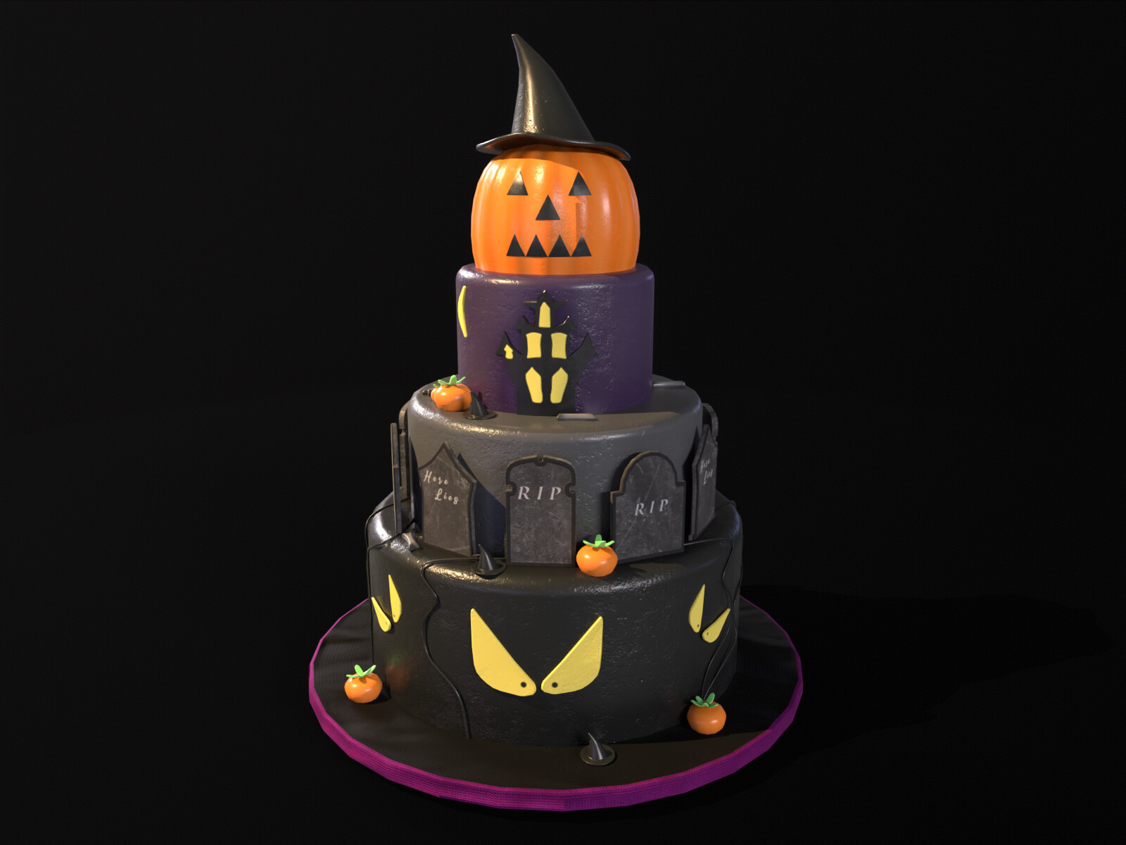 Three Level Halloween Cake - 3D Model by clockworkcreations
