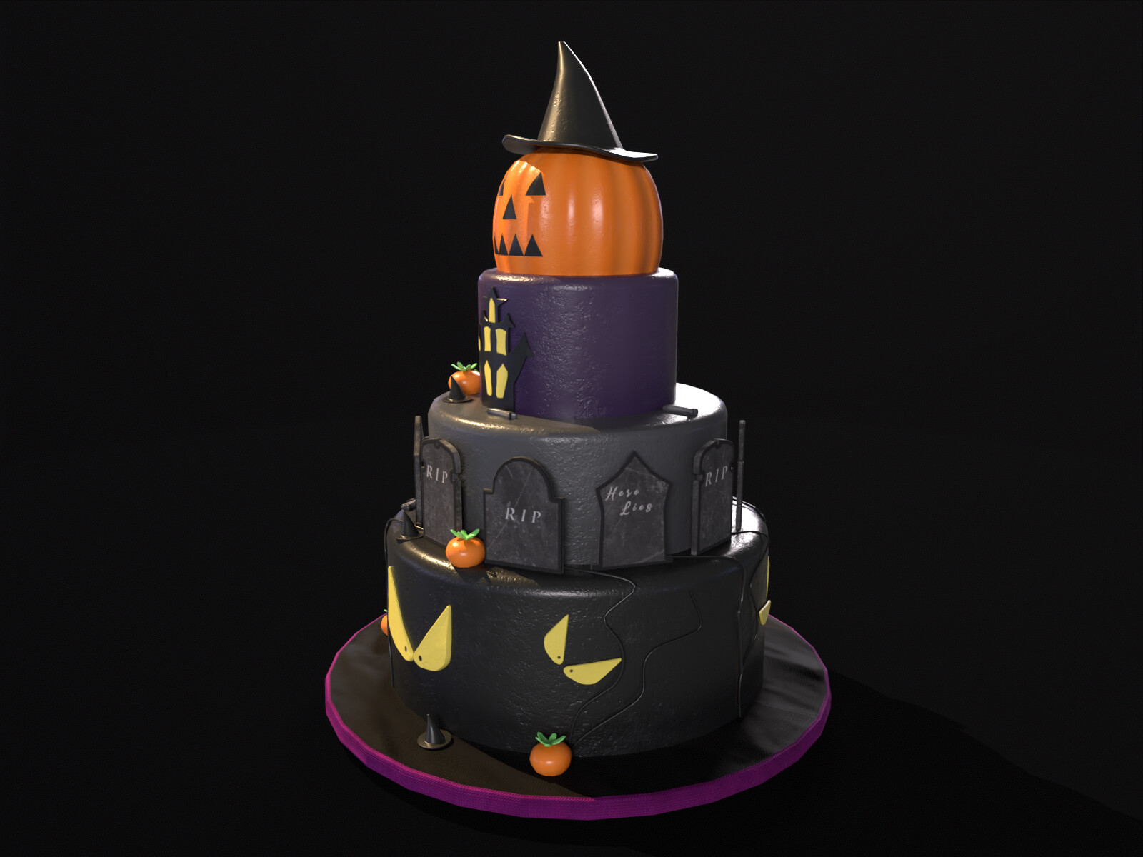 Three Level Halloween Cake - 3D Model by clockworkcreations