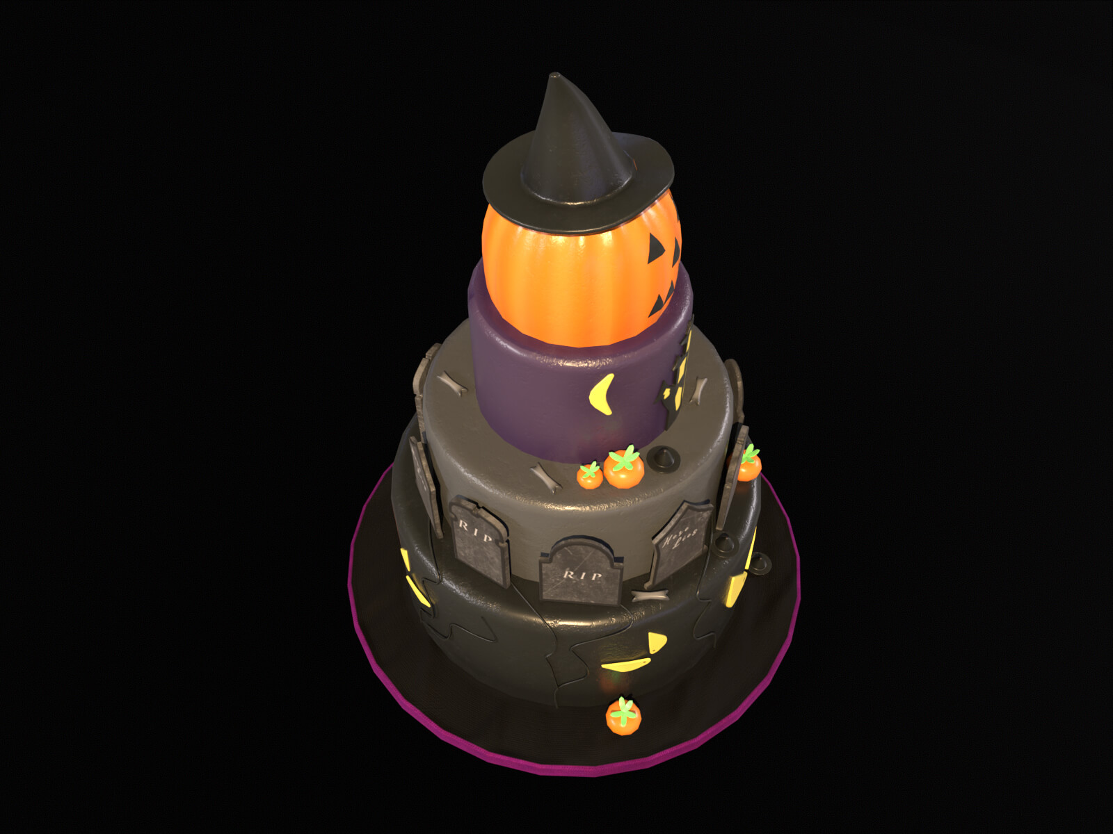Three Level Halloween Cake - 3D Model by clockworkcreations