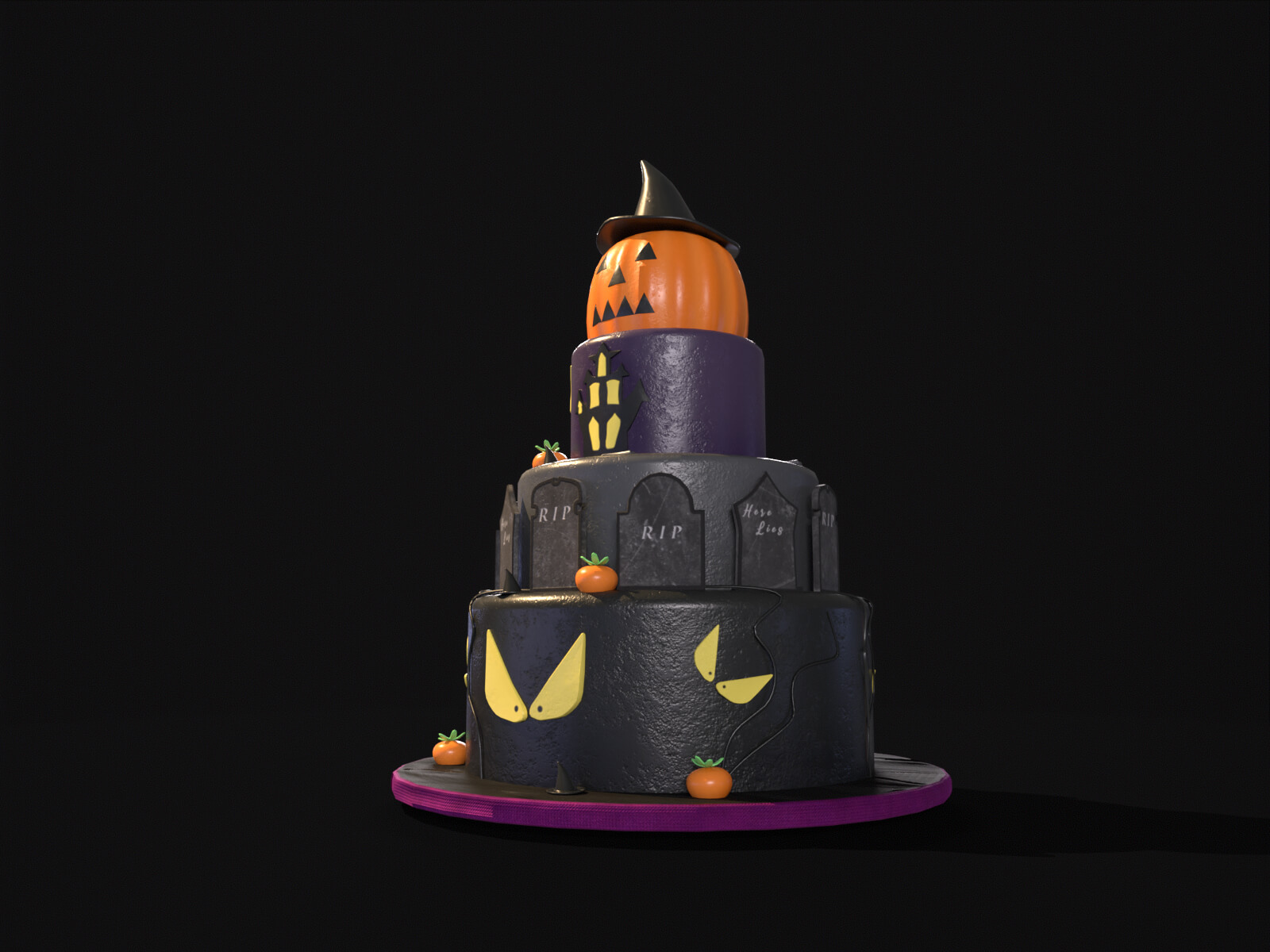 Three Level Halloween Cake - 3D Model by clockworkcreations