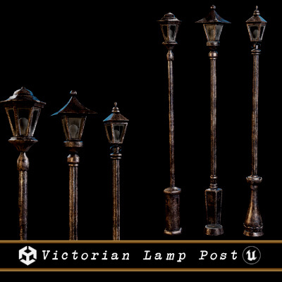 Victorian Street Lamp Posts Set - 3D Model by clockworkcreations