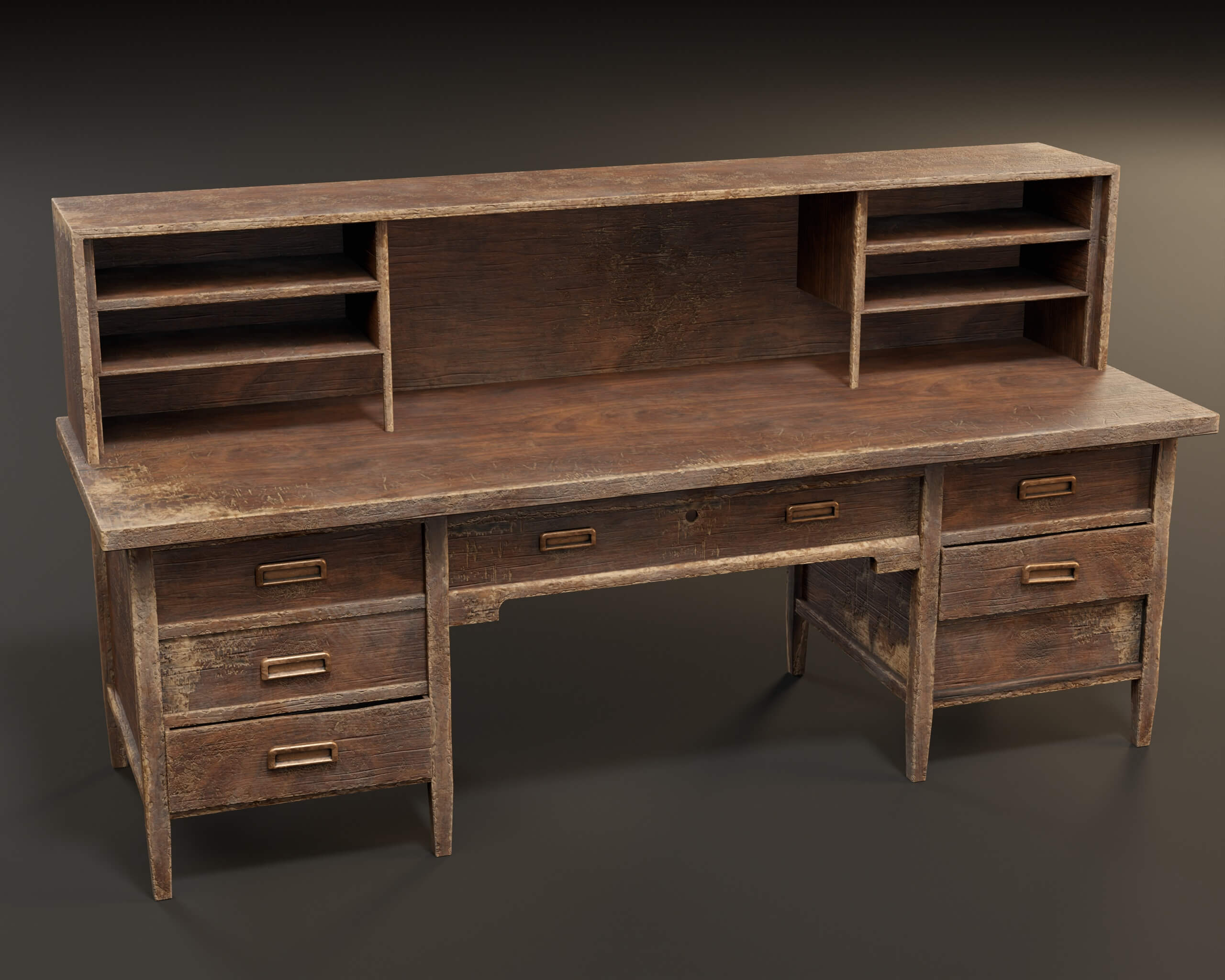 Old Wooden Desk - 3D Model by clockworkcreations