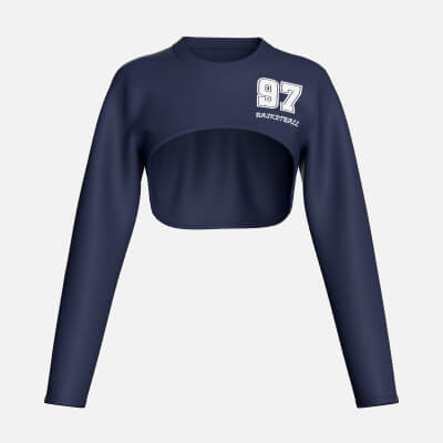Girls Basketball Long Sleeve Crop Top - 3D Model by Clothing Axis