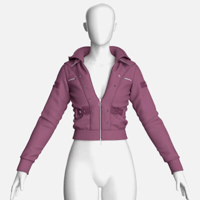 Girls Crop Jacket V2 - 3D Model by Clothing Axis