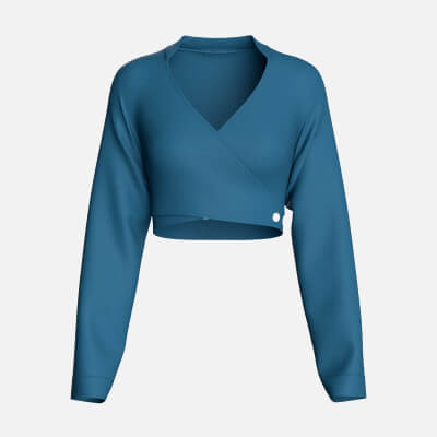 Girls Crop Sweat Blouse - Single Color 3D Model by Clothing Axis