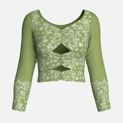 Girls Printed Cute Criss Cross Top V2 - 3D Model by Clothing Axis