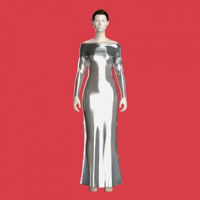 Ladies Shoulder Long Dress Metaverse - 3D Model by Clothing Axis