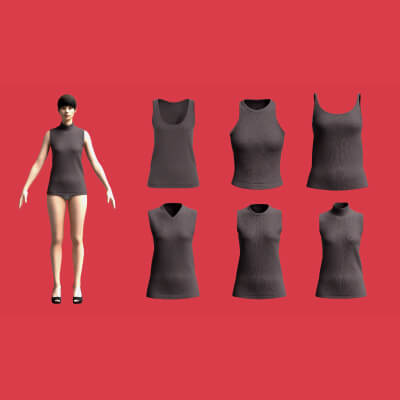 Ladies Tank Tops 6 Styles Pack - 3D Model by Clothing Axis