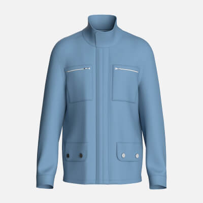 Men High Neck Jacket with Multi Pocket - 3D Model by Clothing Axis