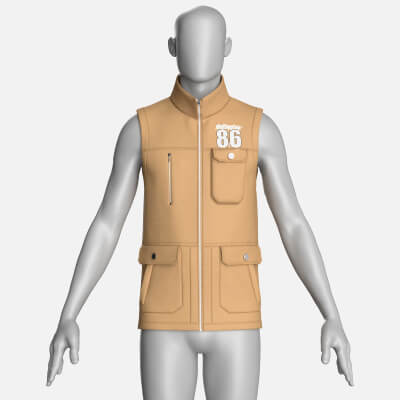 Men Multi-Pocket Printed Vest 3D Model by Clothing Axis