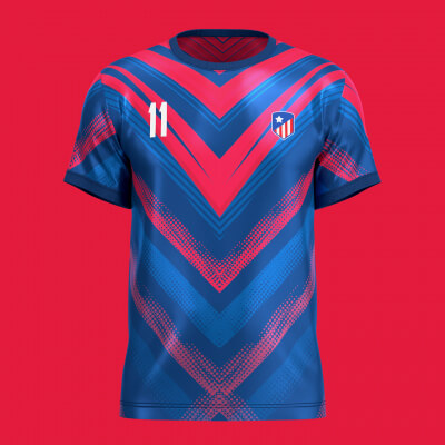 Soccer Red and Blue Football Jersey Player 11 - 3D Model by Clothing Axis