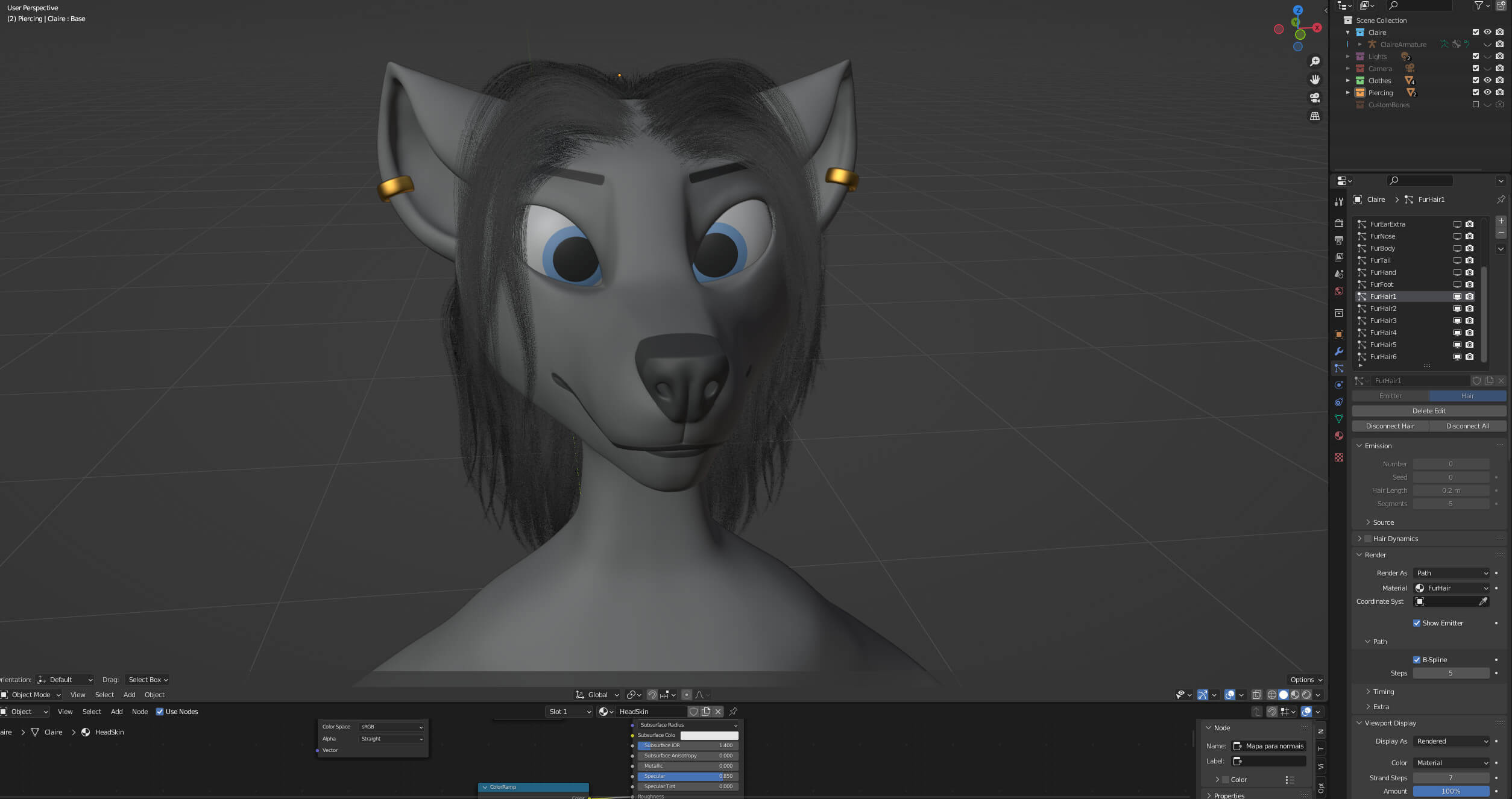 Claire Anthro Wolf - 3D Model by CM Studios