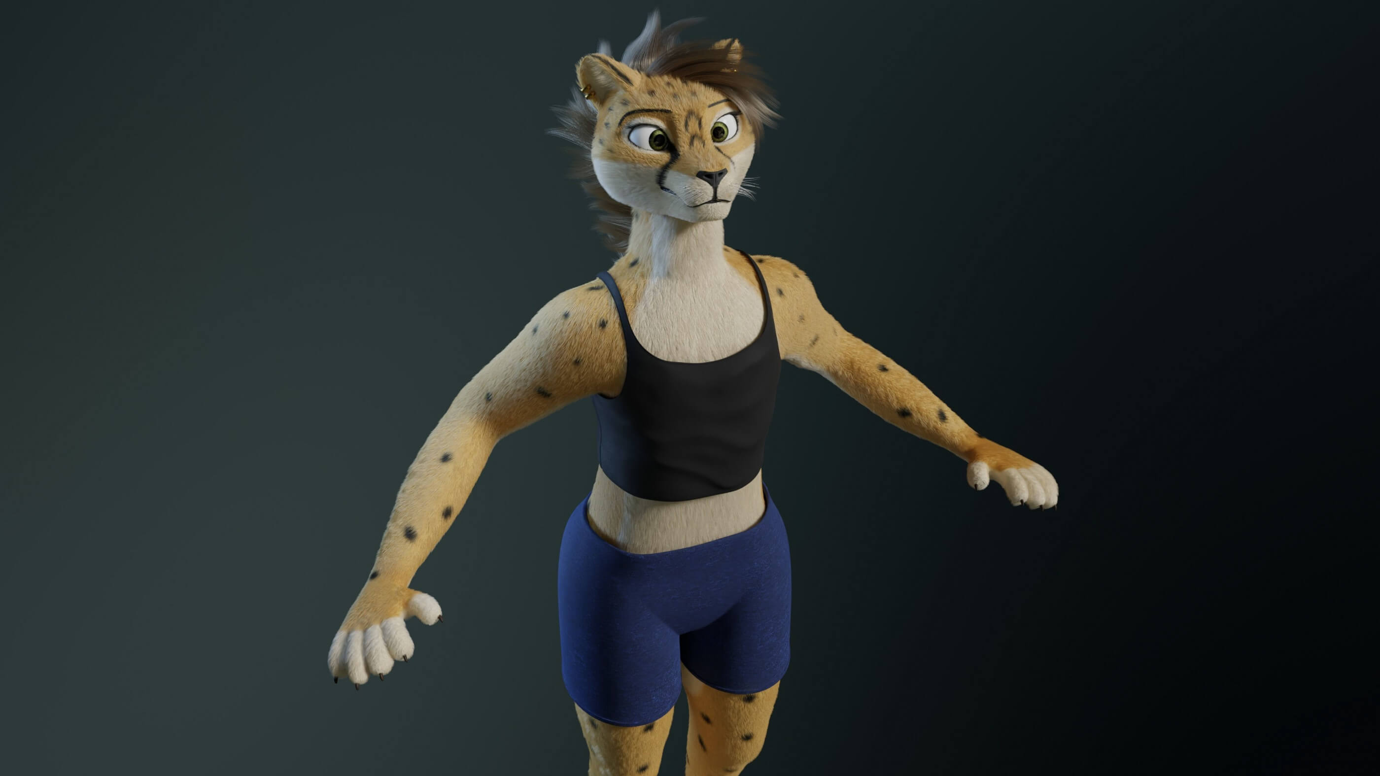 Jade Anthro Cheetah - 3D Model by CM Studios