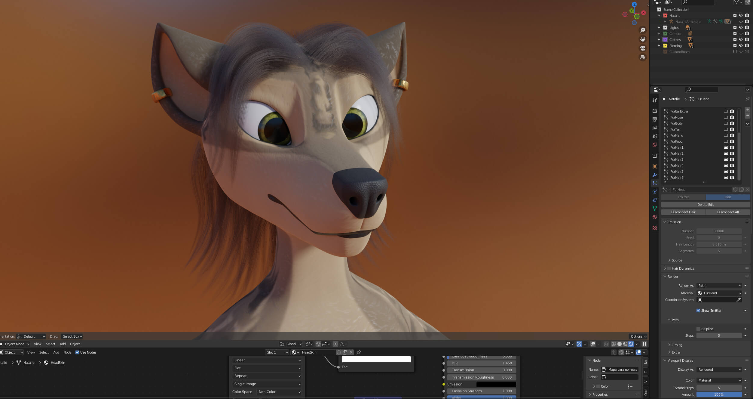 Natalie Anthro Wolf - 3D Model by CM Studios